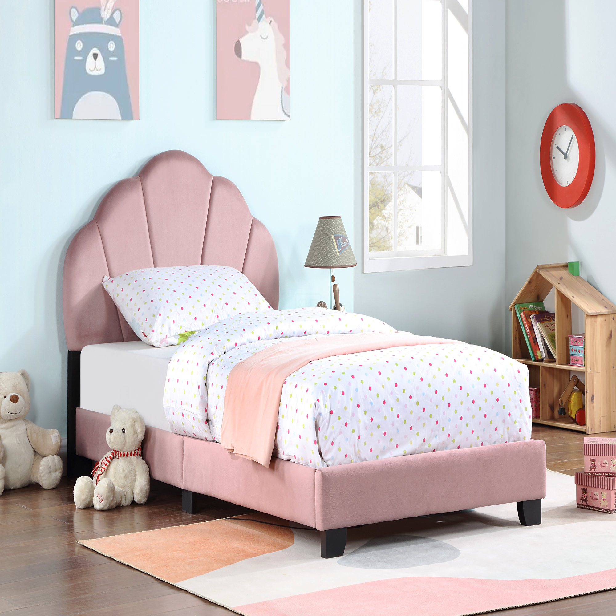 Mercer41 Upholstered Twin Size Platform Bed, Wooden Bed Frame With ...
