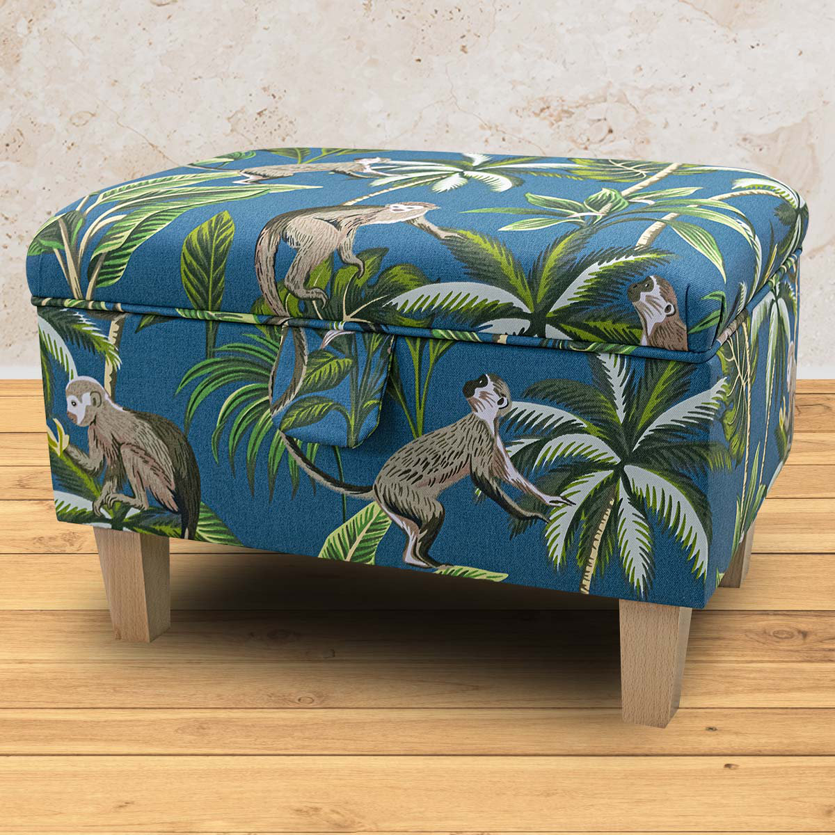 Beaumont 50Cm Wide Rectangle Floral Storage Ottoman with Storage ...