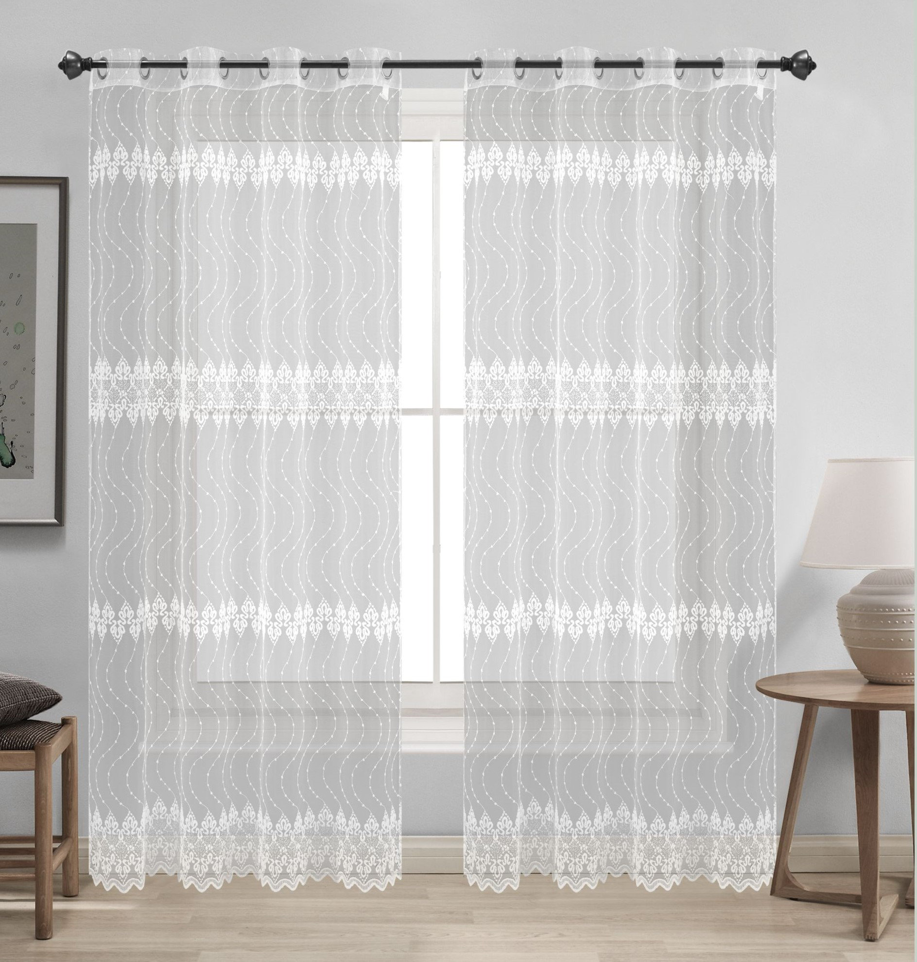Princess (52x63") Embroidered Sheer Ring Panel-White - Wayfair Canada