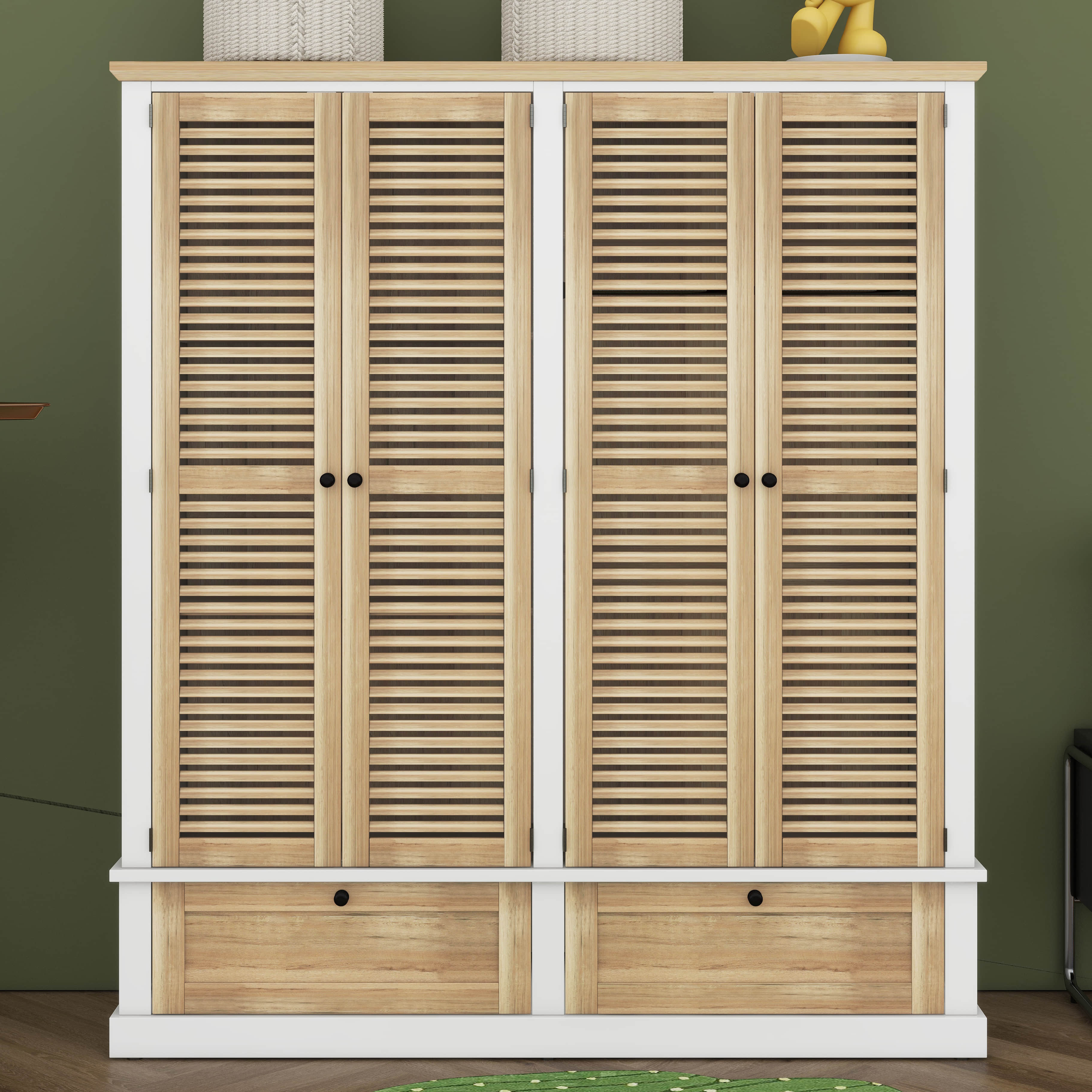 Lark Manor Armoire de rangement avec 2 tiroirs et tringle, armoire de ...