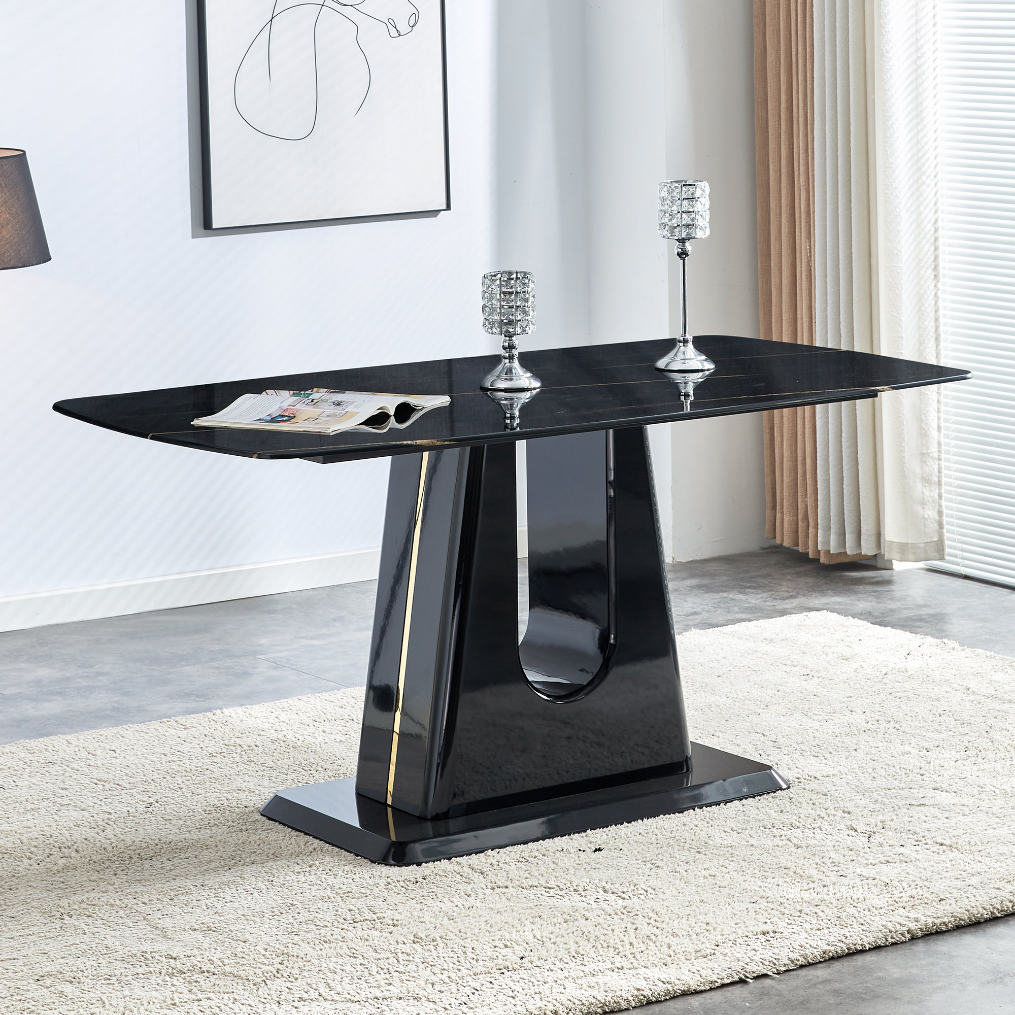 Wrought Studio Fineberg Rectangular Marble Top Dining Table - Wayfair ...