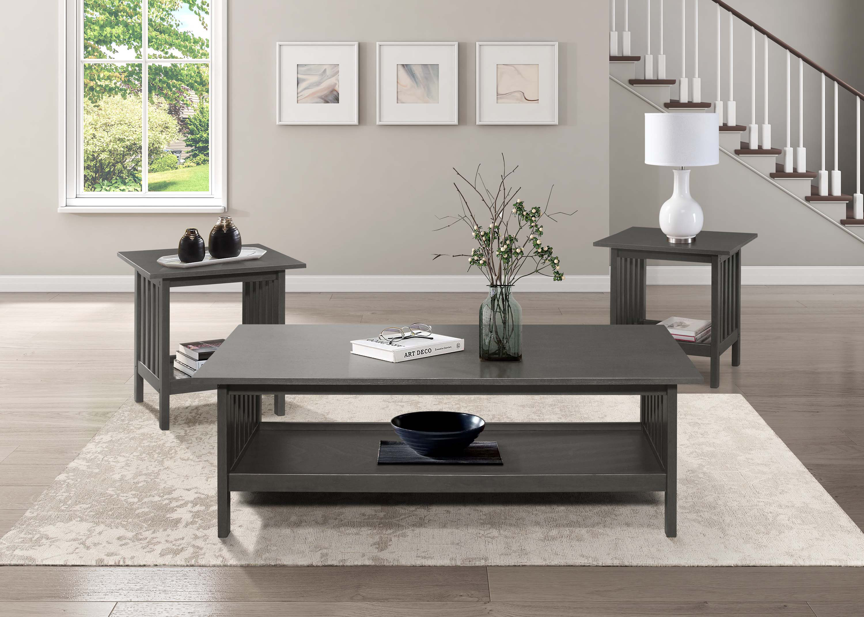 Benjara Wiston 3 Piece Table Set, 1 Coffee Table, 2 End Tables, Antique ...