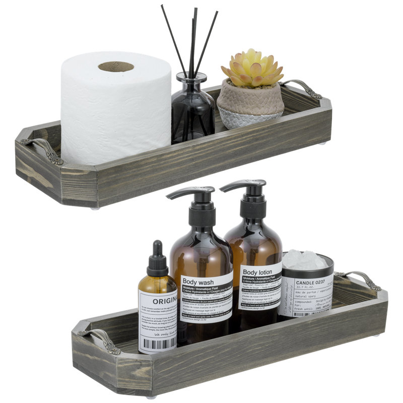 Lark Manor™ 2 Piece Gray Wood Toilet Tank Tray | Wayfair