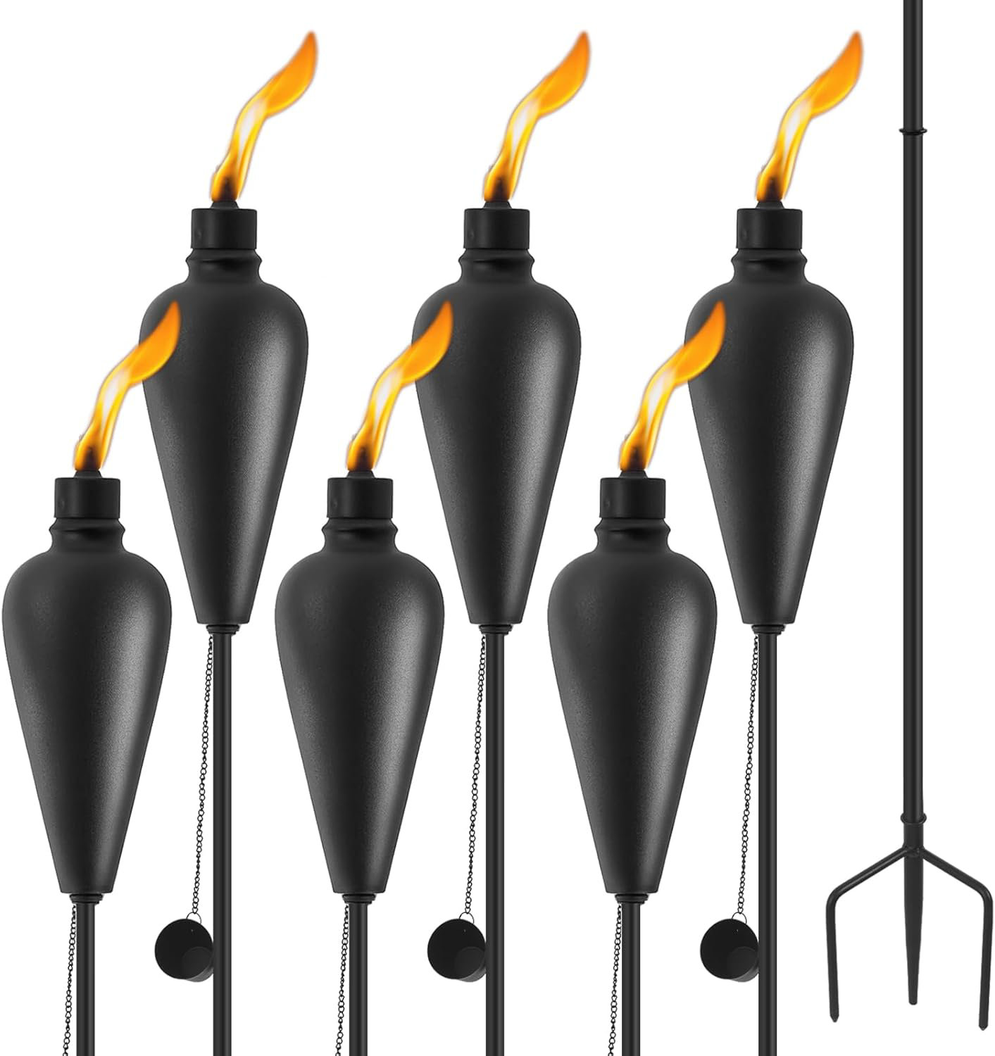 SHANXIQIANNA Upgraded Home Garden Torch Set of 6, Outdoor Metal Torch ...