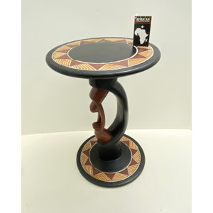 African Heritage Collection Zulu Solid Wood Drum End Table | Wayfair
