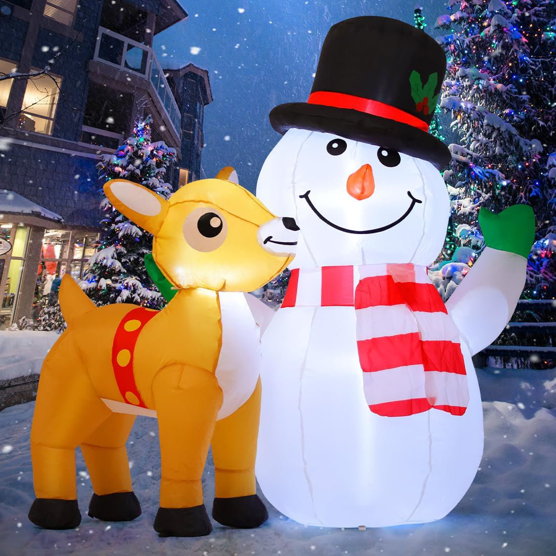 The Holiday Aisle® Christmas Inflatable 5.2 FT Blow Up Snowman Reindeer ...