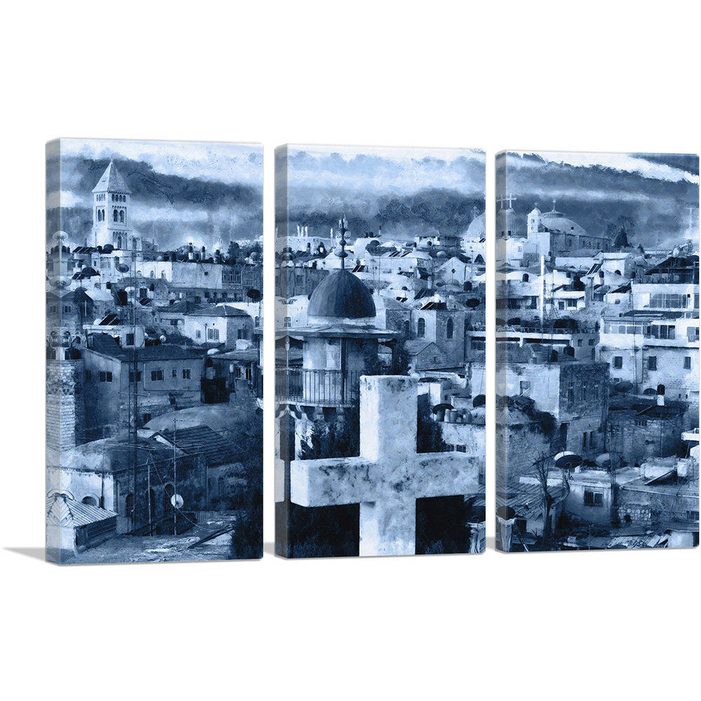 ARTCANVAS Jerusalem Home Decor - 3 Piece Wrapped Canvas Photograph ...