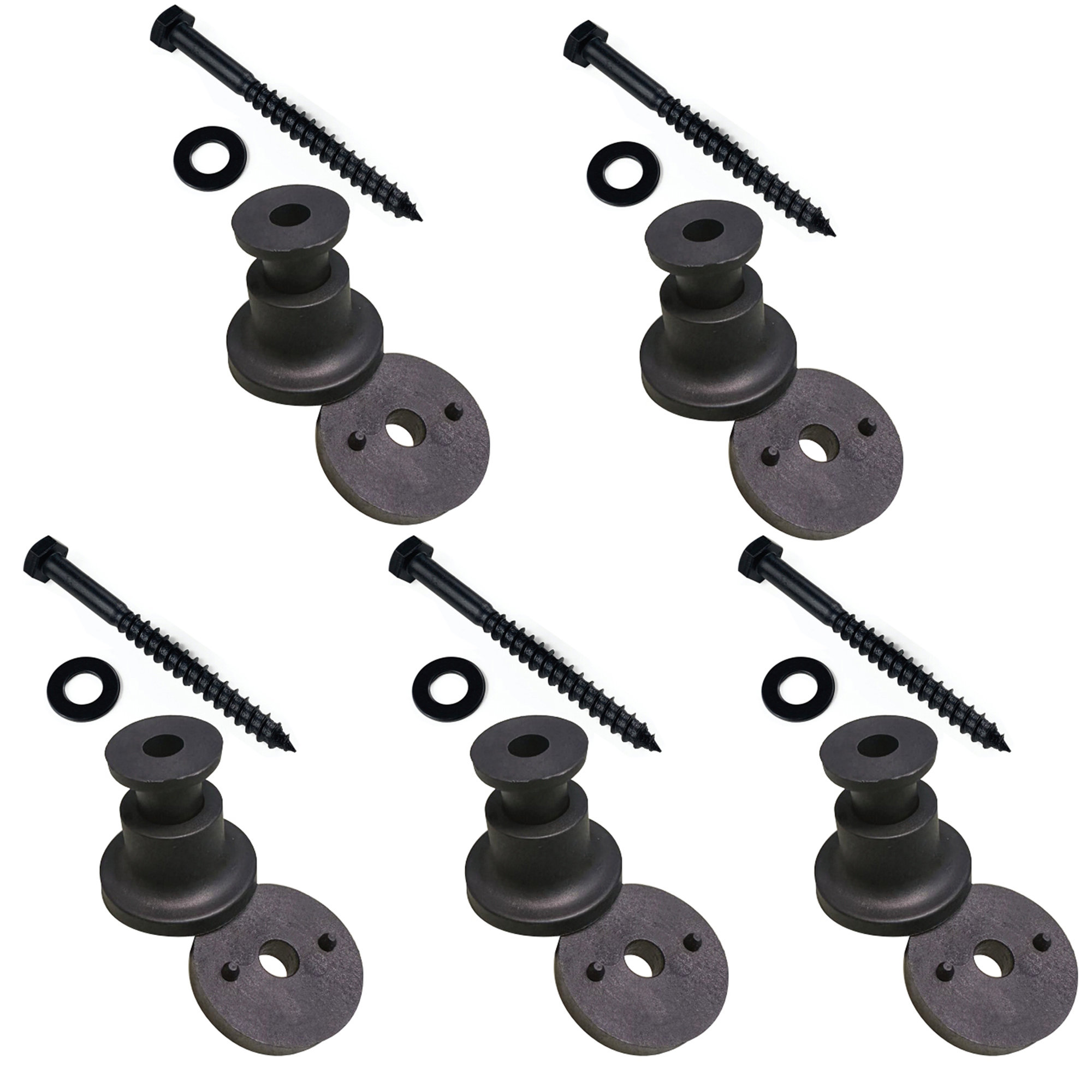 Homacer Black Rustic Set- 5 sets （Spacer, Lag Bolts, Washer) For Track ...
