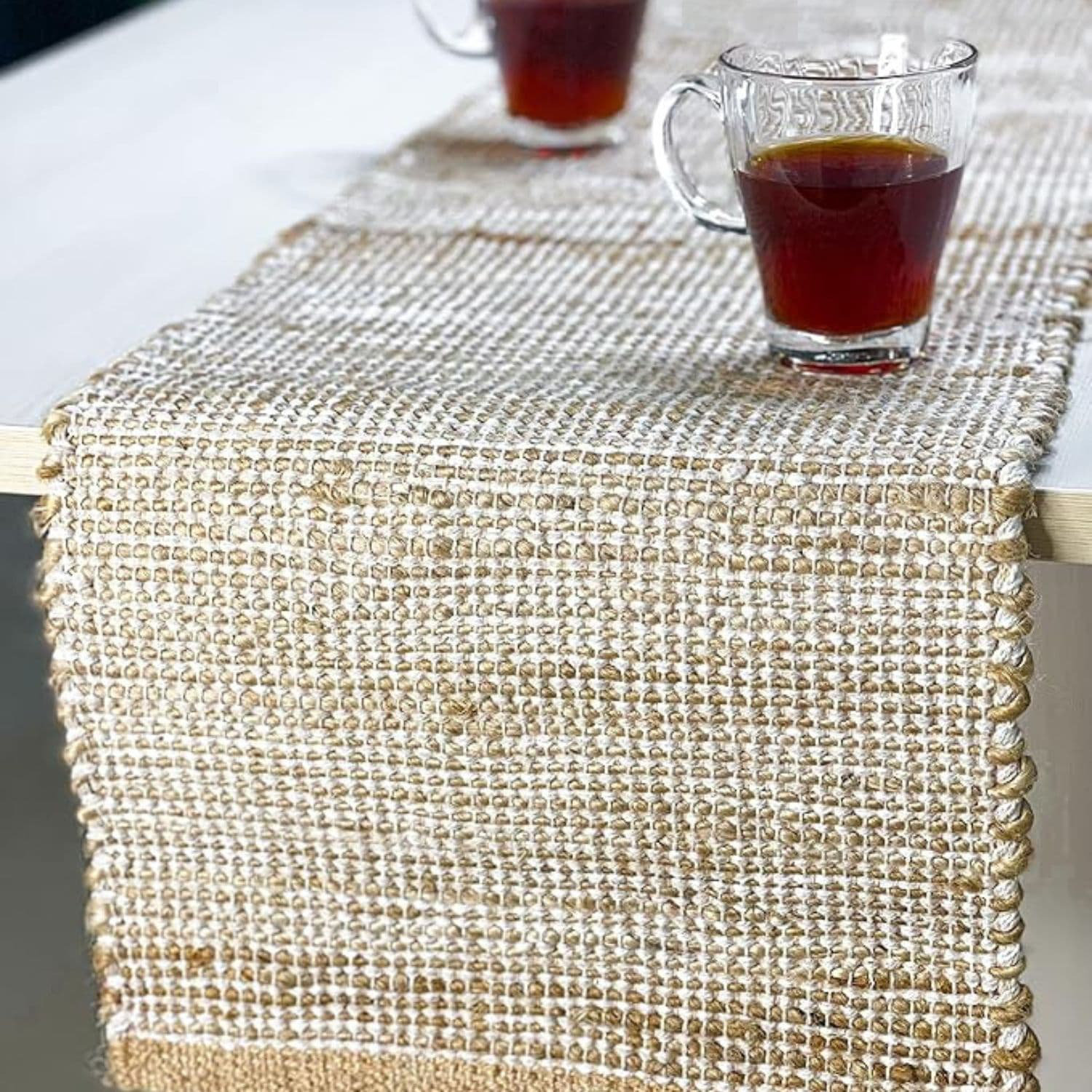 Gracie Oaks 13x72 Inch Natural Jute Rustic Farmhouse Table Runner | Wayfair