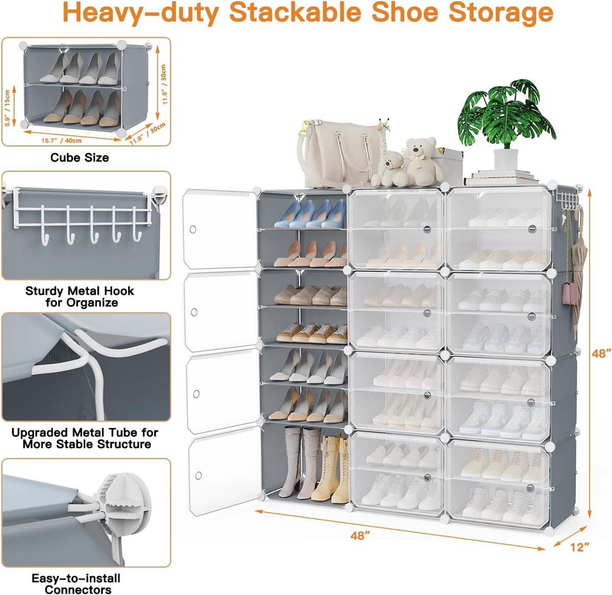 Rebrilliant Portable Shoe Rack Organizer With Covers 48-Pair Shoe ...