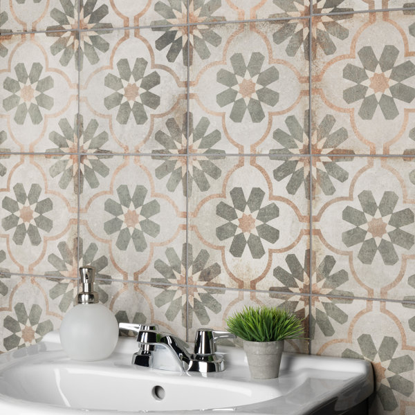 Merola Tile D'Anticatto Decor Florence 9" x 9" Porcelain Patterned Wall ...