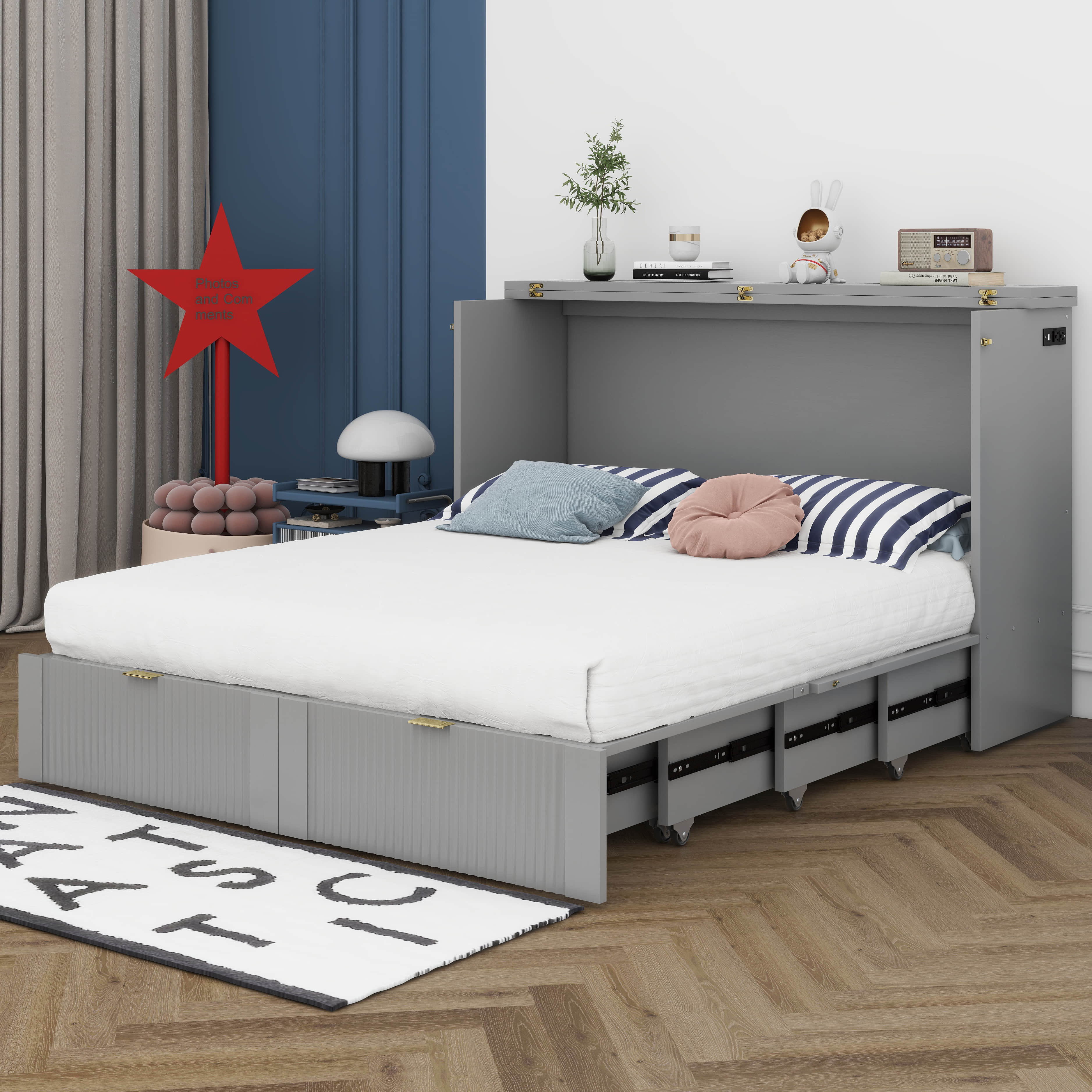 Red Barrel Studio Murphy Bed With Sockets And USB Ports, Murphy Cabinet ...
