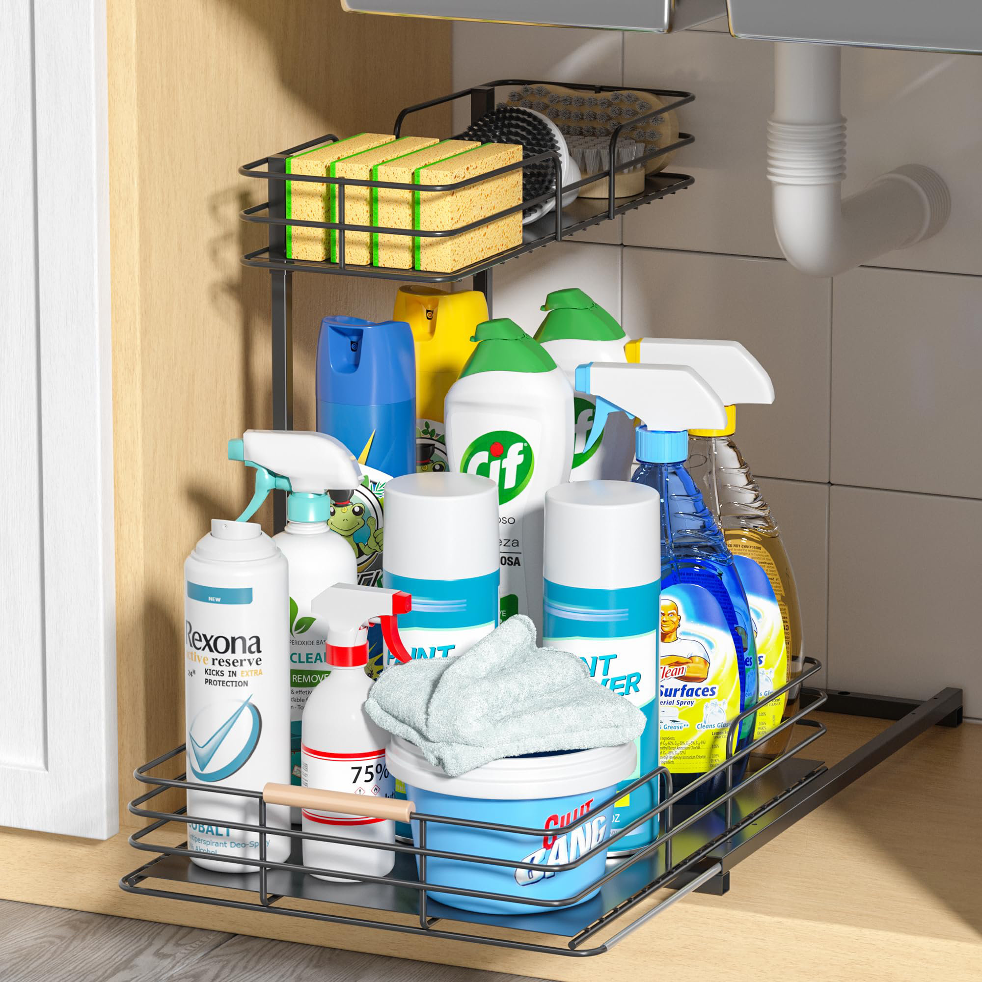 Rebrilliant Under Sink Organizers And Storage, 2 Tier Bathroom Kitchen ...