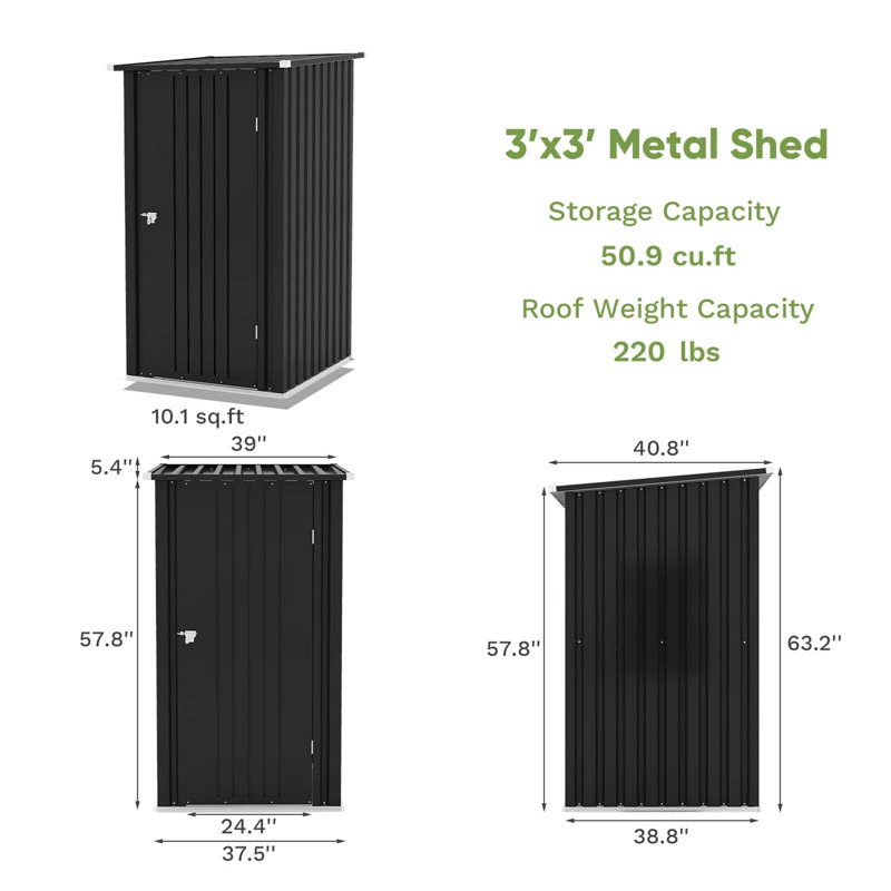 Outsunny 3 x 3 FT Outdoor Storage Shed | Wayfair