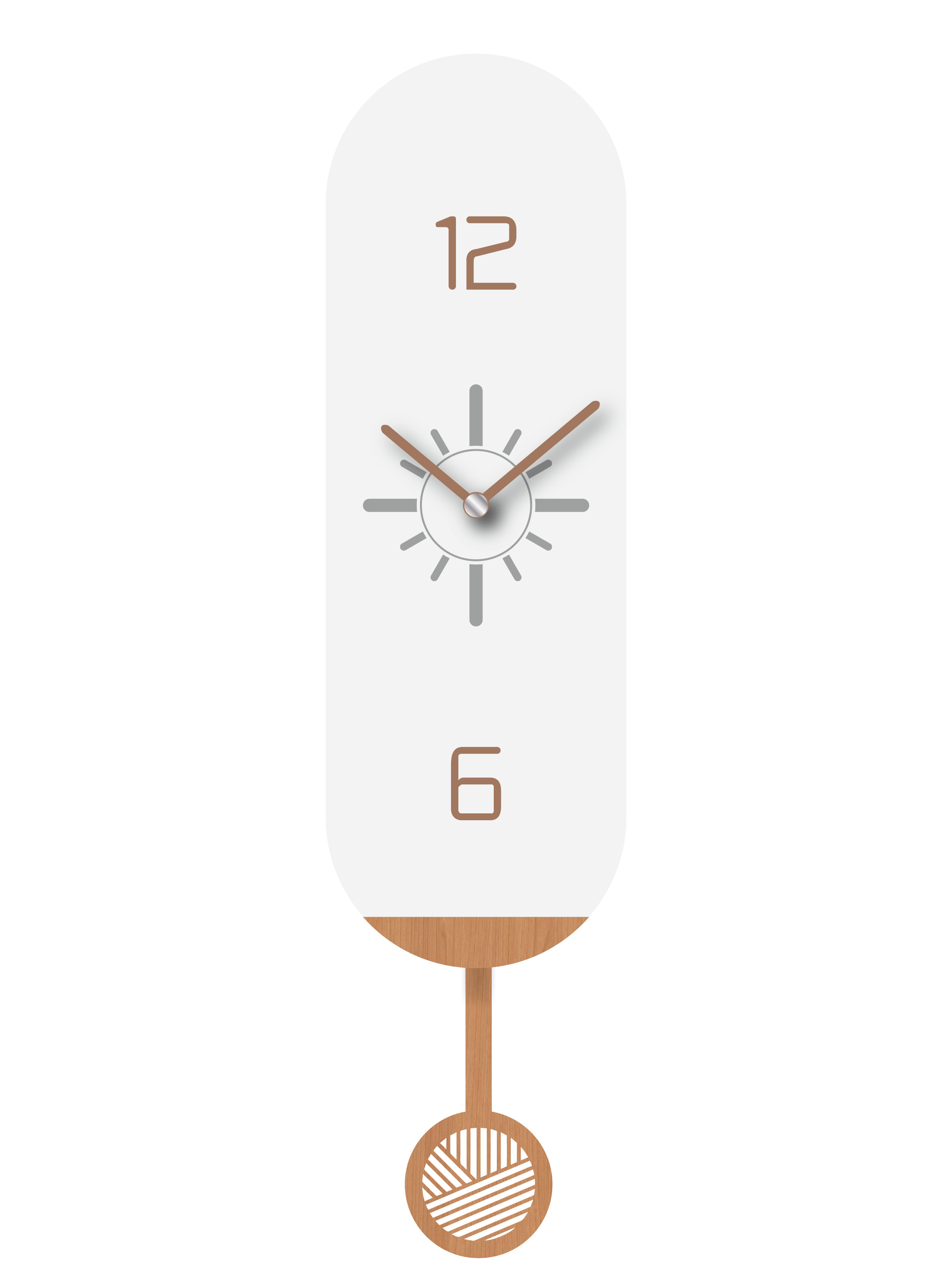 FGnano Elegant Modern Vertical Oval-Shaped Pendulum Wall Clock, White ...