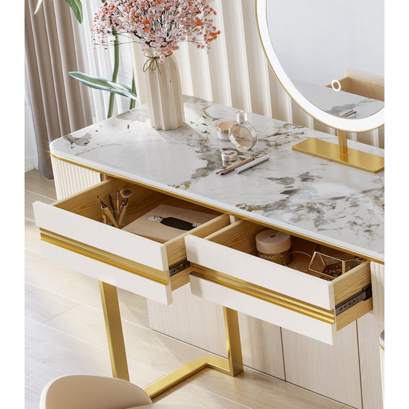 Zacklyo Modern Light Luxury Retractable Dresser Table | Wayfair