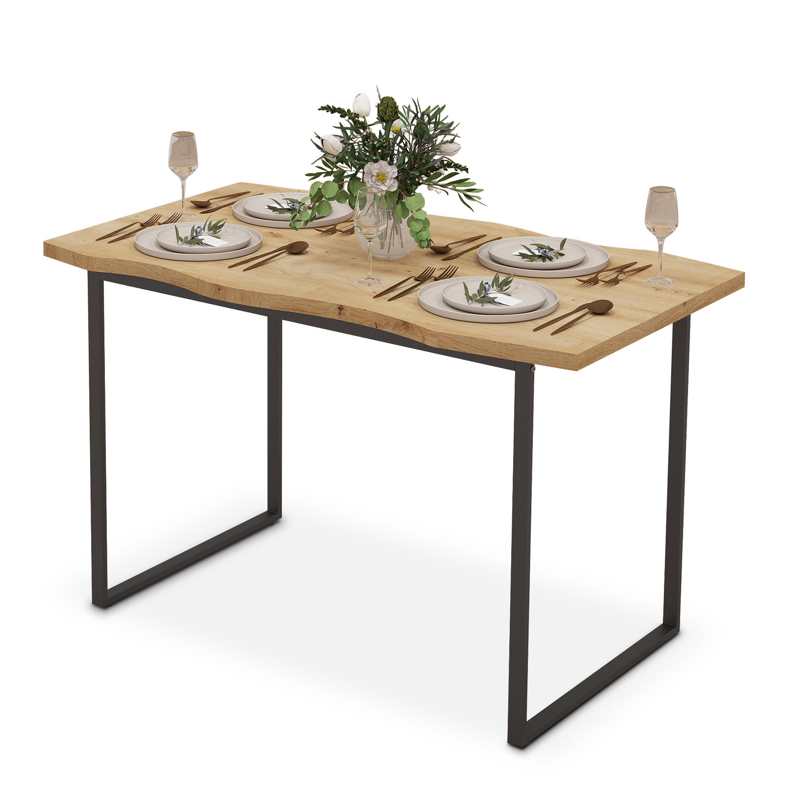 Borough Wharf Antke With 120cm Tabletop, Irregular Kitchen Wood Desk ...