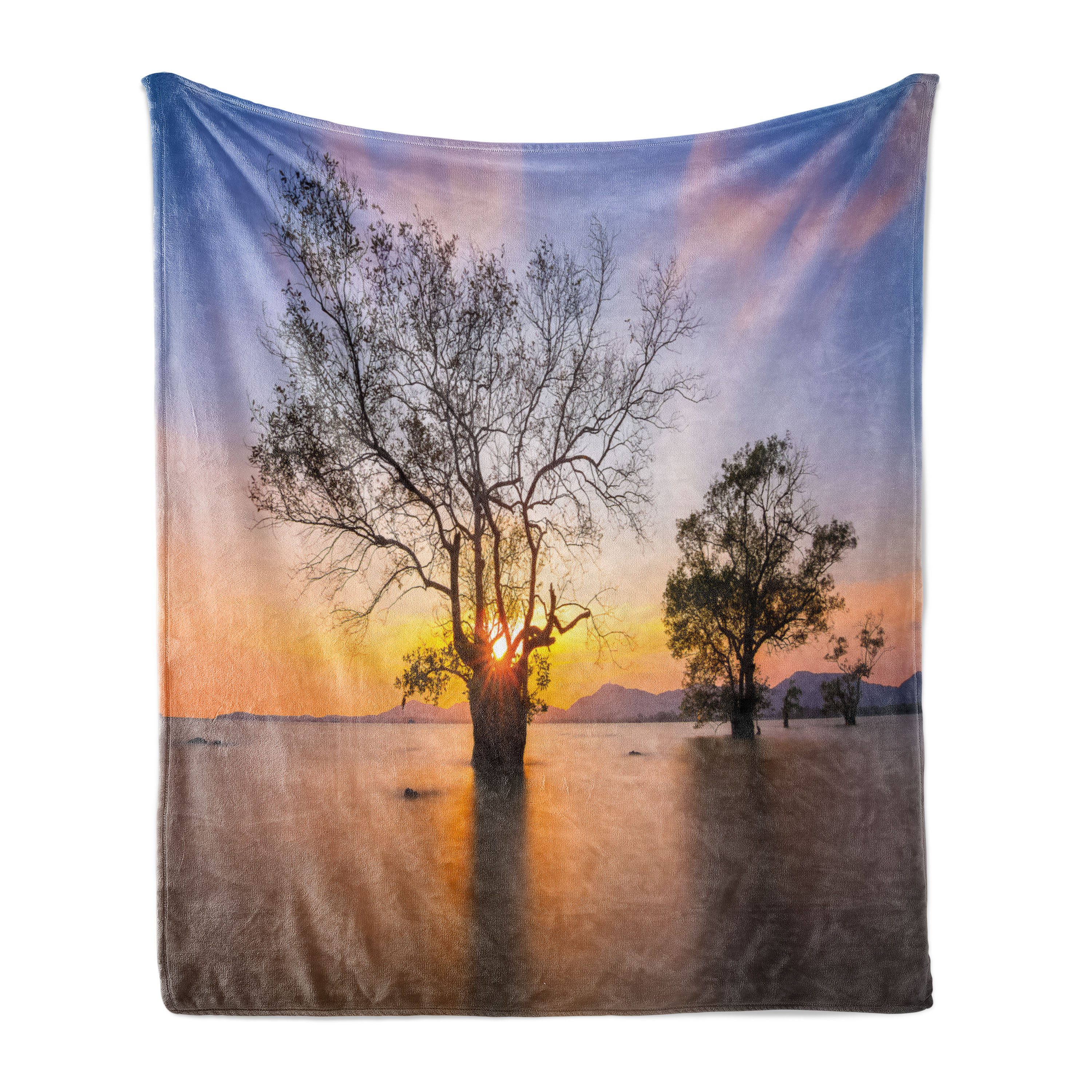 Ambesonne Fall Fleece Throw Blanket Autumn Trees View Habitat Blue ...