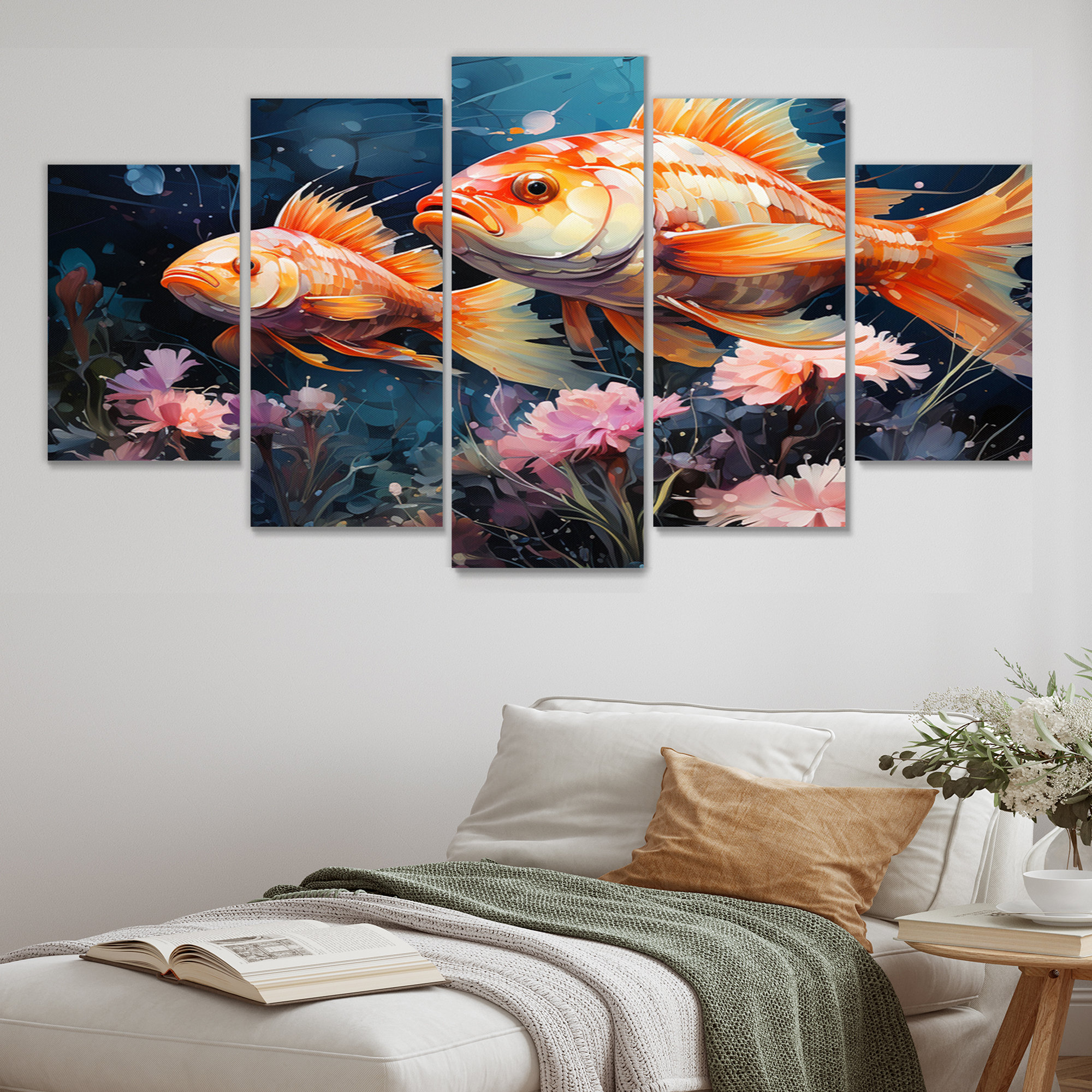 Highland Dunes Aquariums Aquatic Dance Pointillism III - Animals Canvas ...