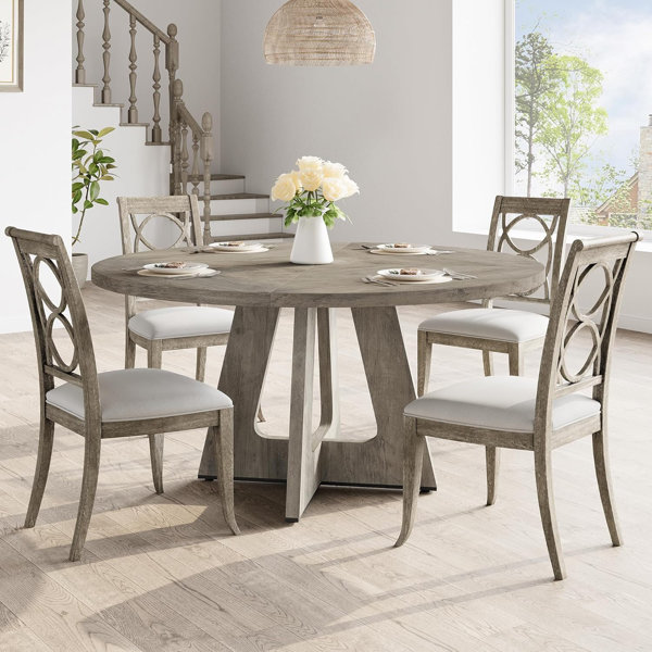 Gracie Oaks 47-inch Round Large Dining Table, Wooden Kitchen Table For ...