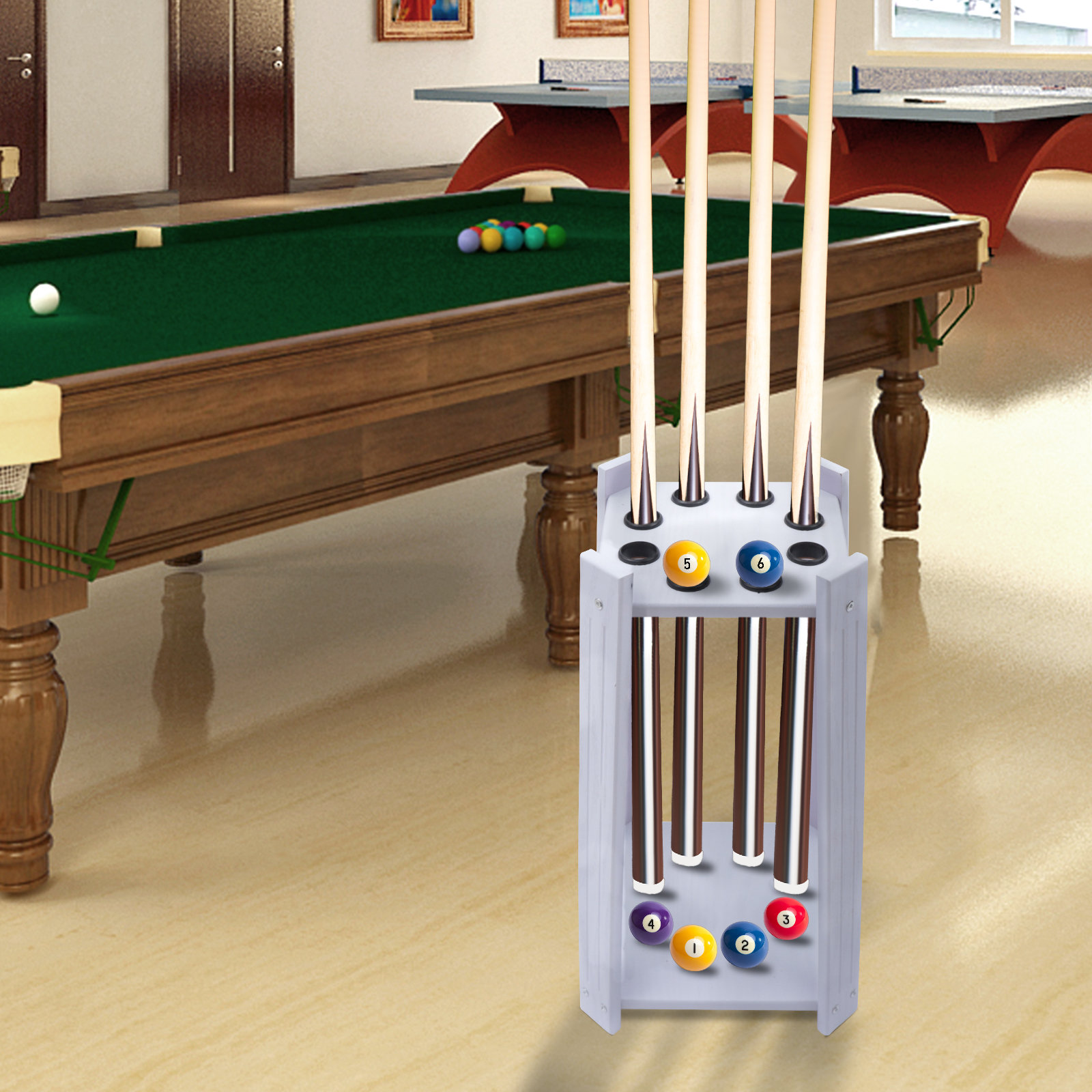 DENFER 8-Hole Multifunctional Billiard Pool Cue Rack | Wayfair