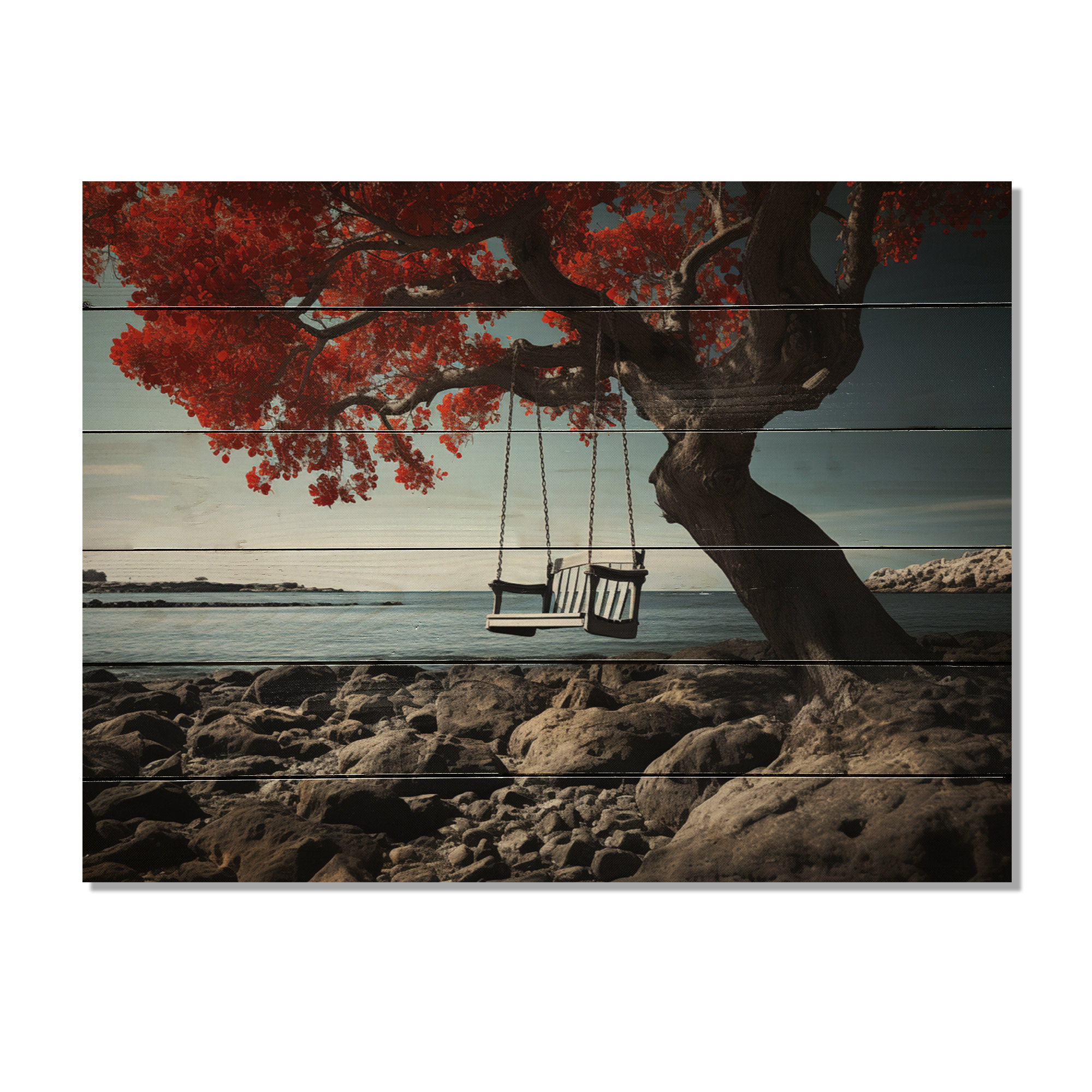 Rosecliff Heights Coastal Seaside Swing II - Unframed Print on Wood ...
