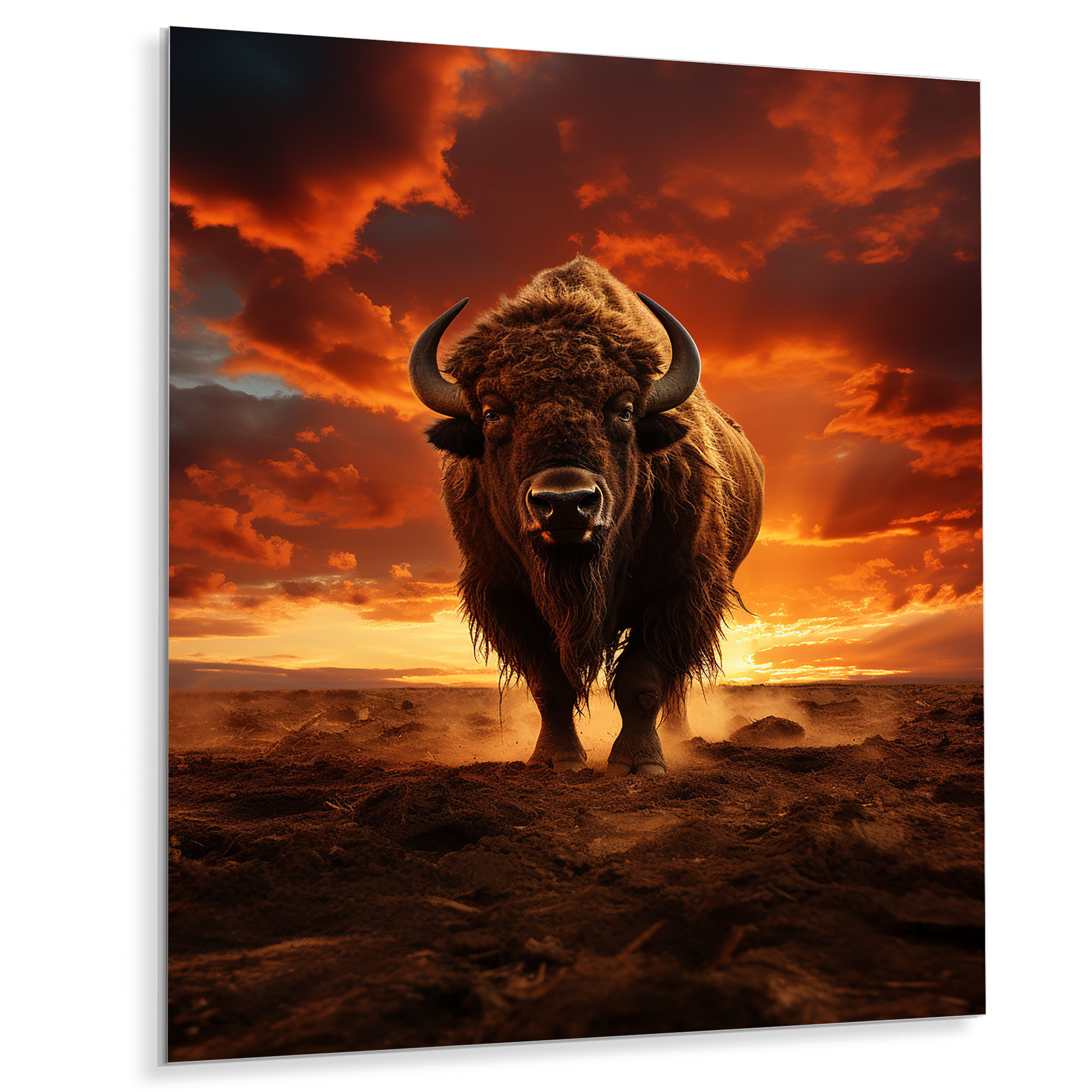 Alcott Hill® Orange Brown Buffalo Silhouette Serenade - Animals Bison ...