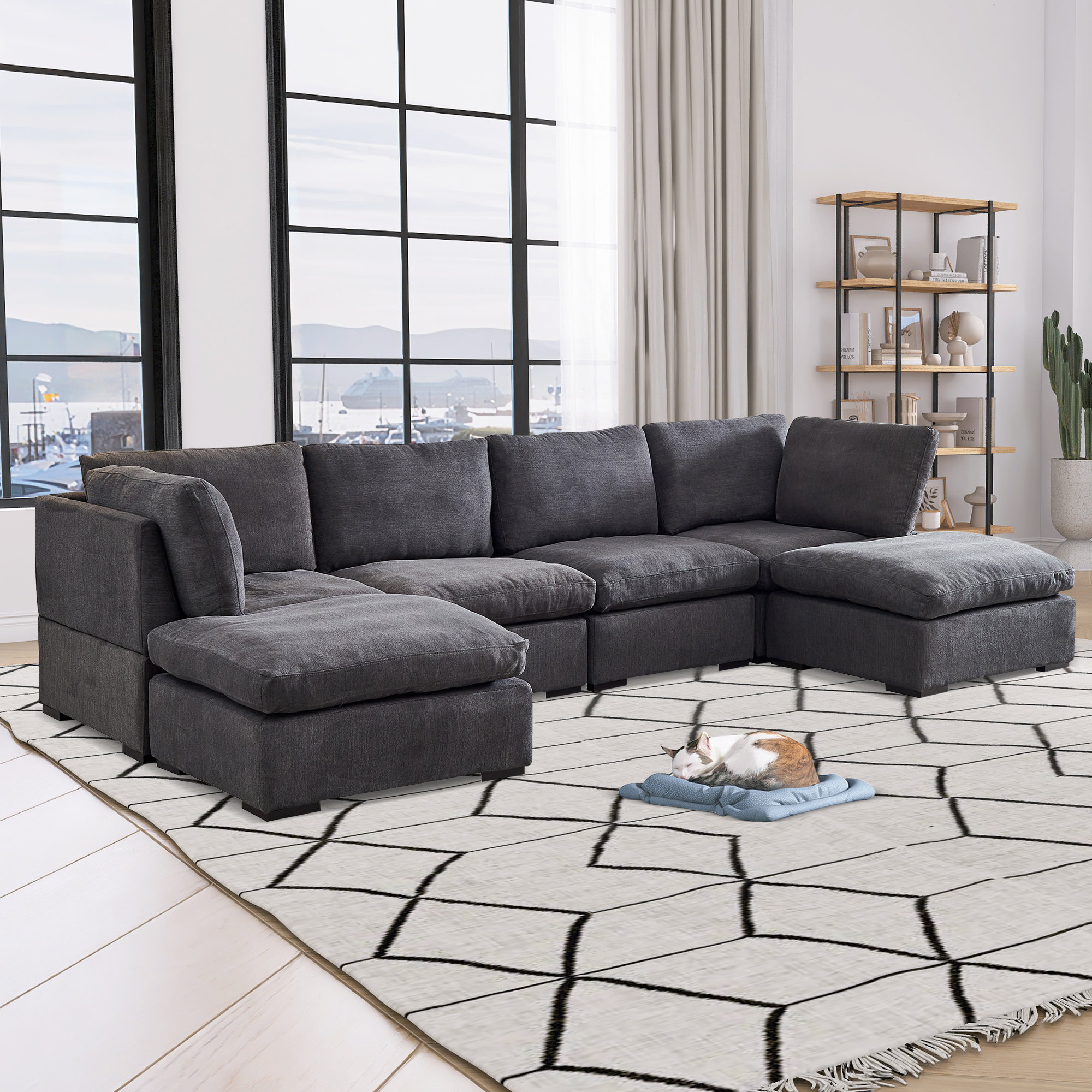 Latitude Run® Darisley 129"W Upholstered Feather Down Filled Modular ...