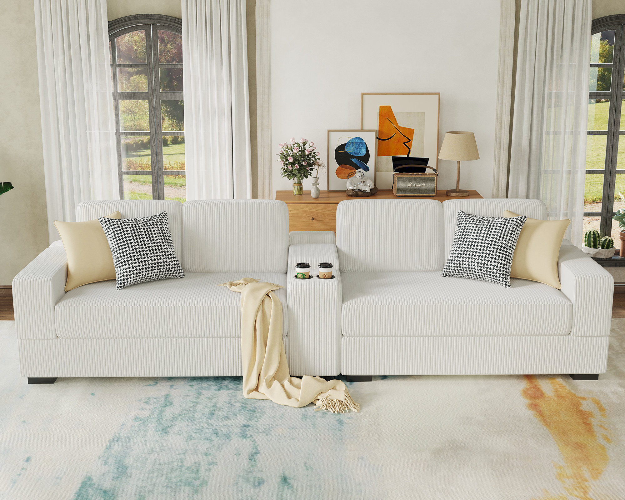 Latitude Run® 124 Inch Sectional Couch, Oversized Couch with Storage ...