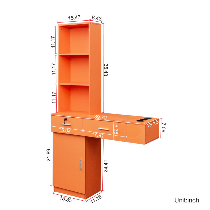 Latitude Run® Brizeyda Wall-Mount Makeup Vanity Dressing Table with ...