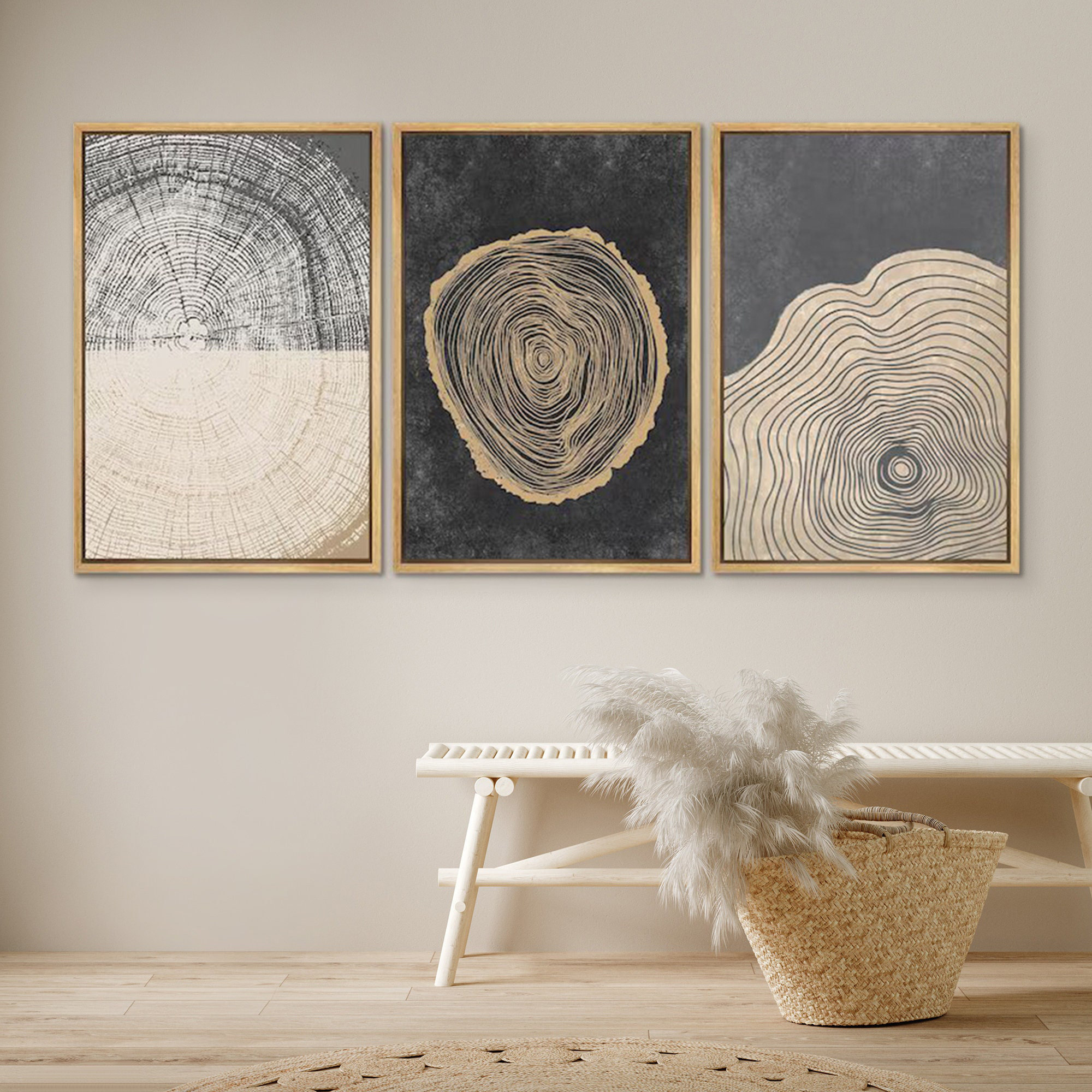 IDEA4WALL Dark Gray Wood Tree Ring Abstract Illustrations, Minimalist ...
