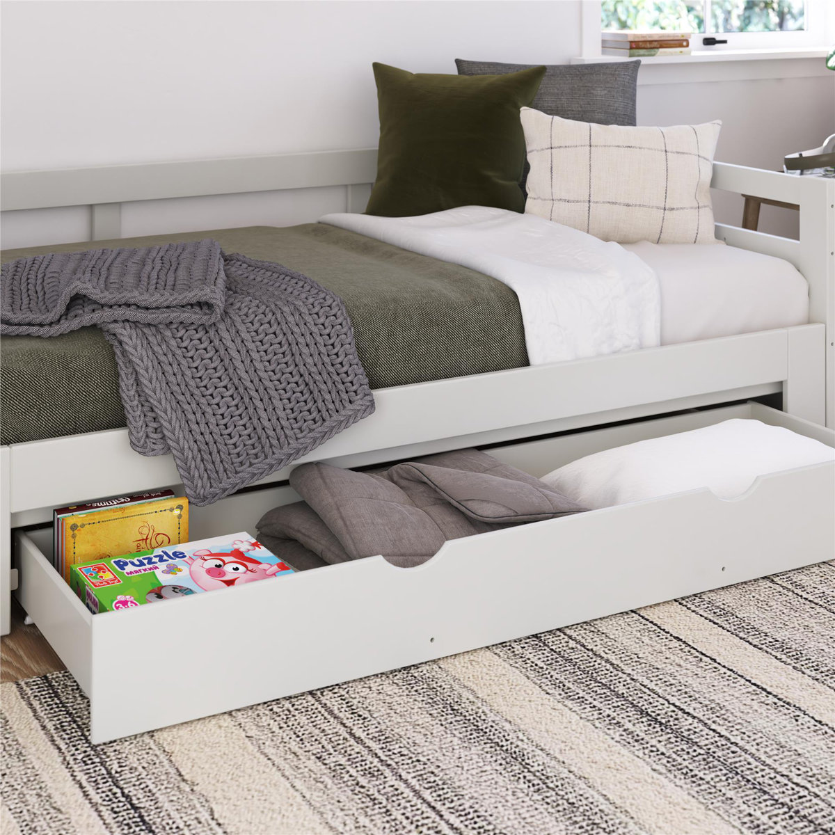 Lark Manor™ Emellie Twin to King Wood Daybed with Storage Drawer ...