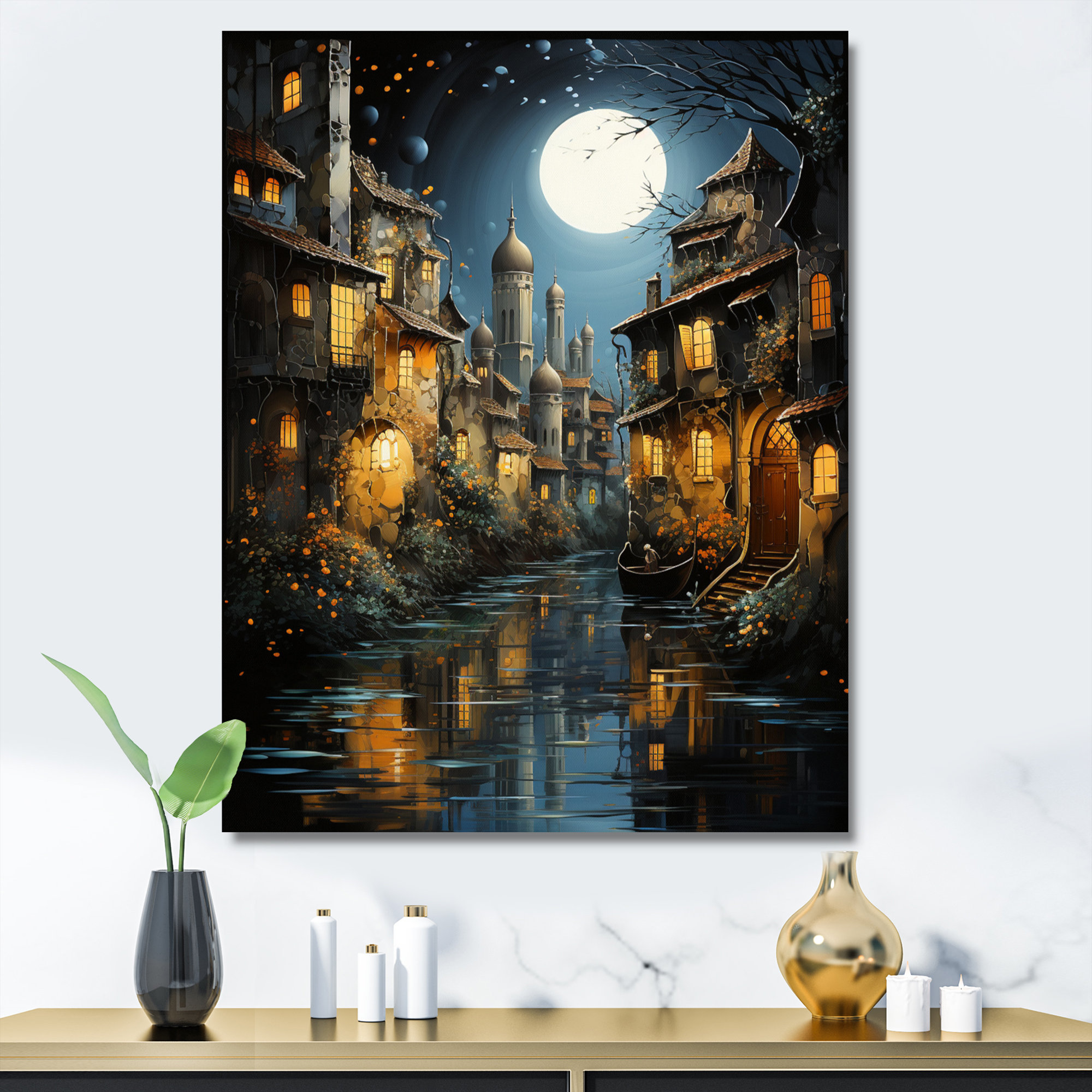 Darby Home Co Yellow Canal Surreal Waterways Magical - Cityscapes Wall ...