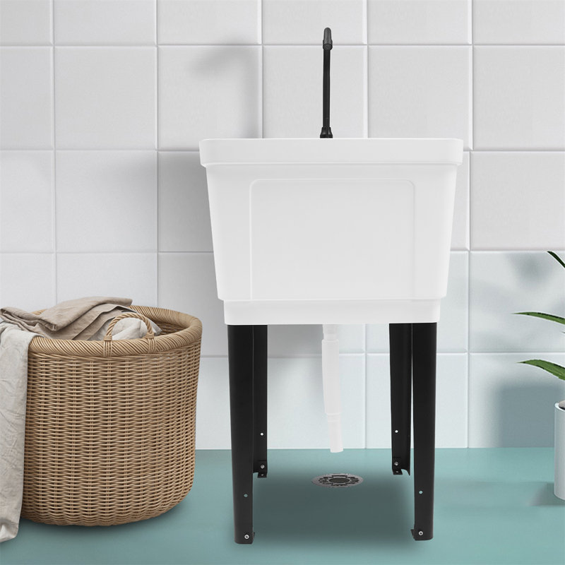 YINXIER 19.68'' L x 19'' W Free Standing Laundry Sink with Faucet | Wayfair