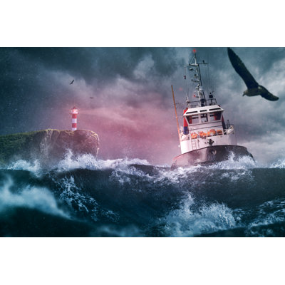 lighthouse storm ship