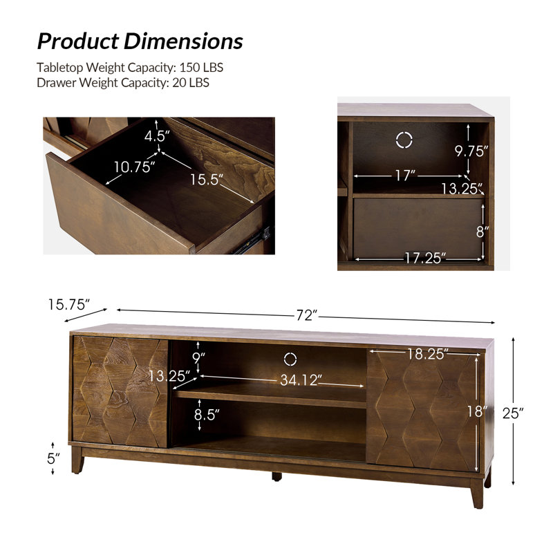 Kelly Clarkson Home Sara 72'' Media Console for TVs up to 78" with 2 ...