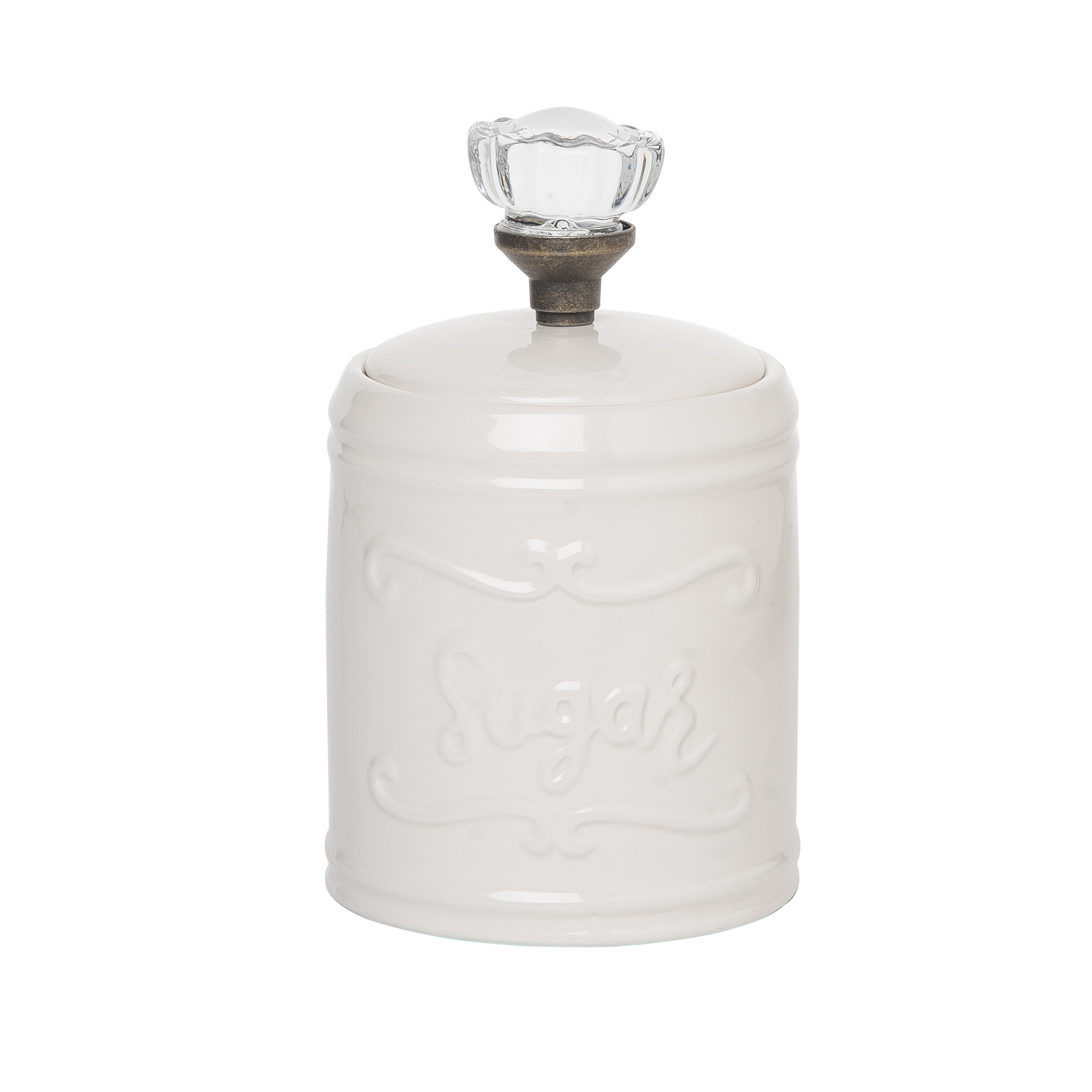 Winston Porter VIP Dolomite 8.75 in. White Embossed Sugar Canister With ...