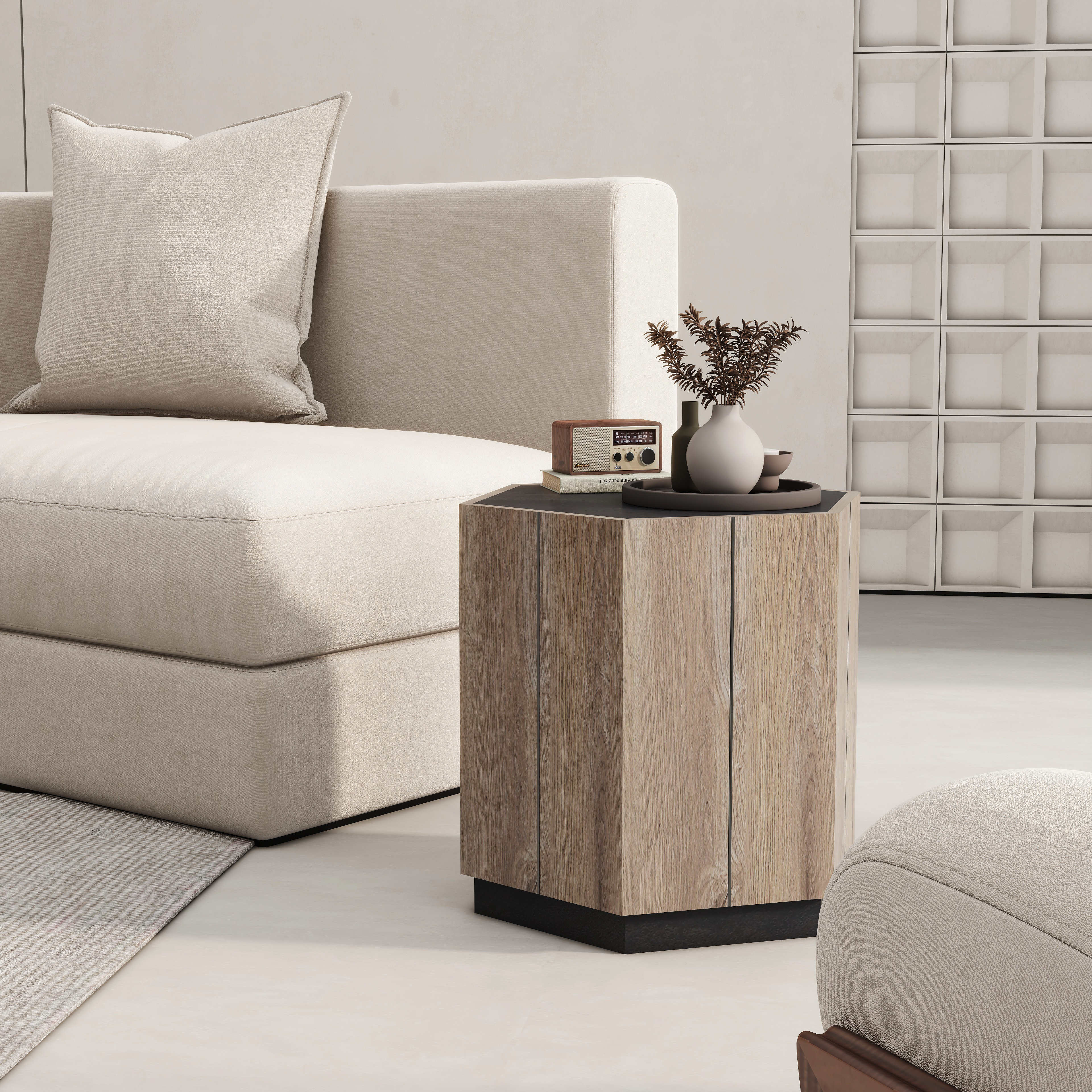 Toeasliving Hexagonal Rural Style Garden Retro Corner Table Bedroom ...