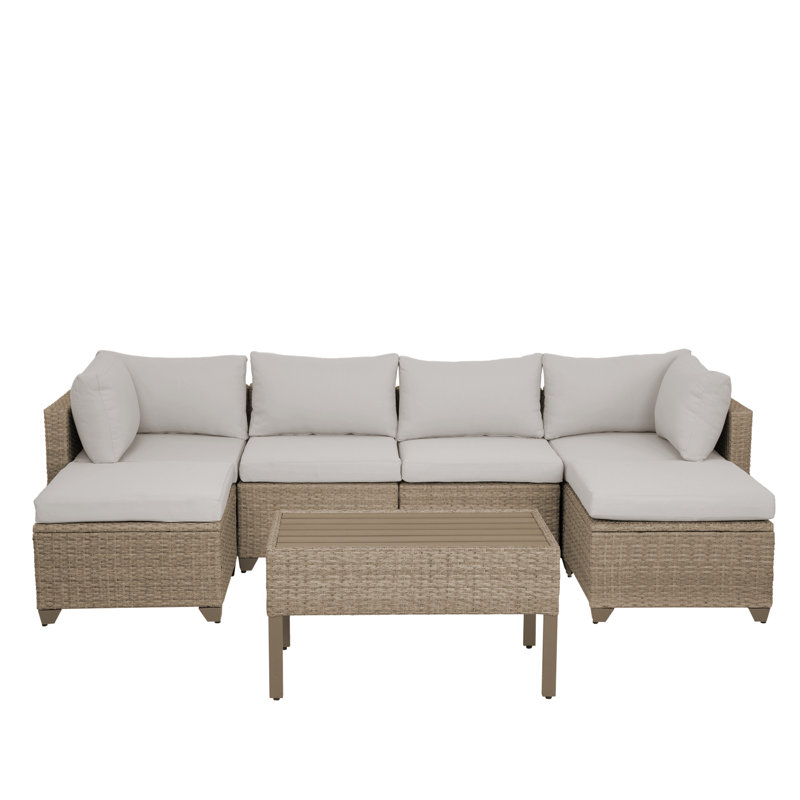 Wade Logan® Aranka 7 Piece Sectional Seating Group with Cushions ...