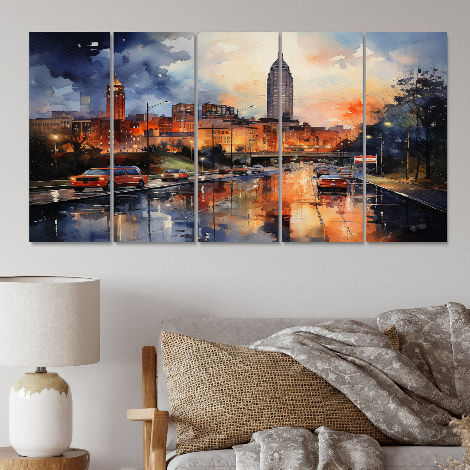Design Art Atlanta Harmony At Night - Cityscapes Metal Wall Decor Set ...