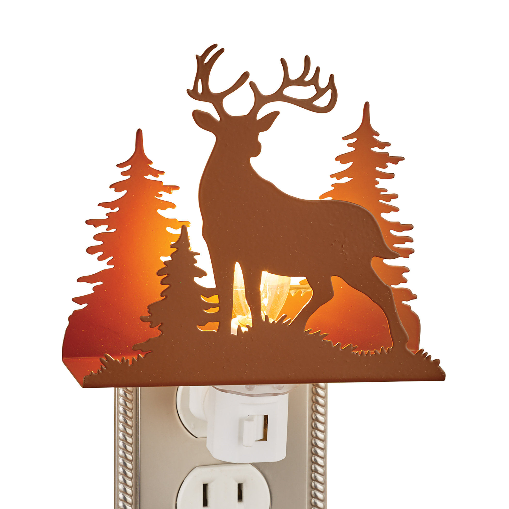 Winston Brands Metal Deer in Forest Silhouette Plug-In Night Light ...