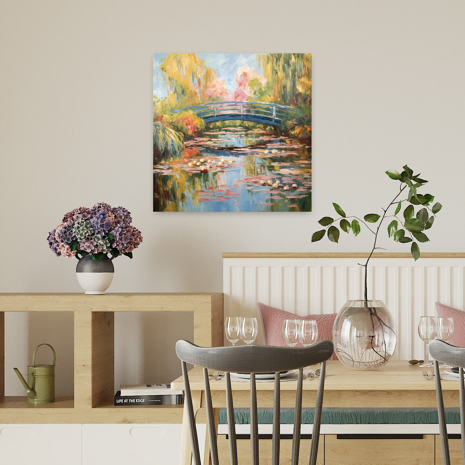 Red Barrel Studio® Contemporary Lily Bridge With Impressionist Garden ...
