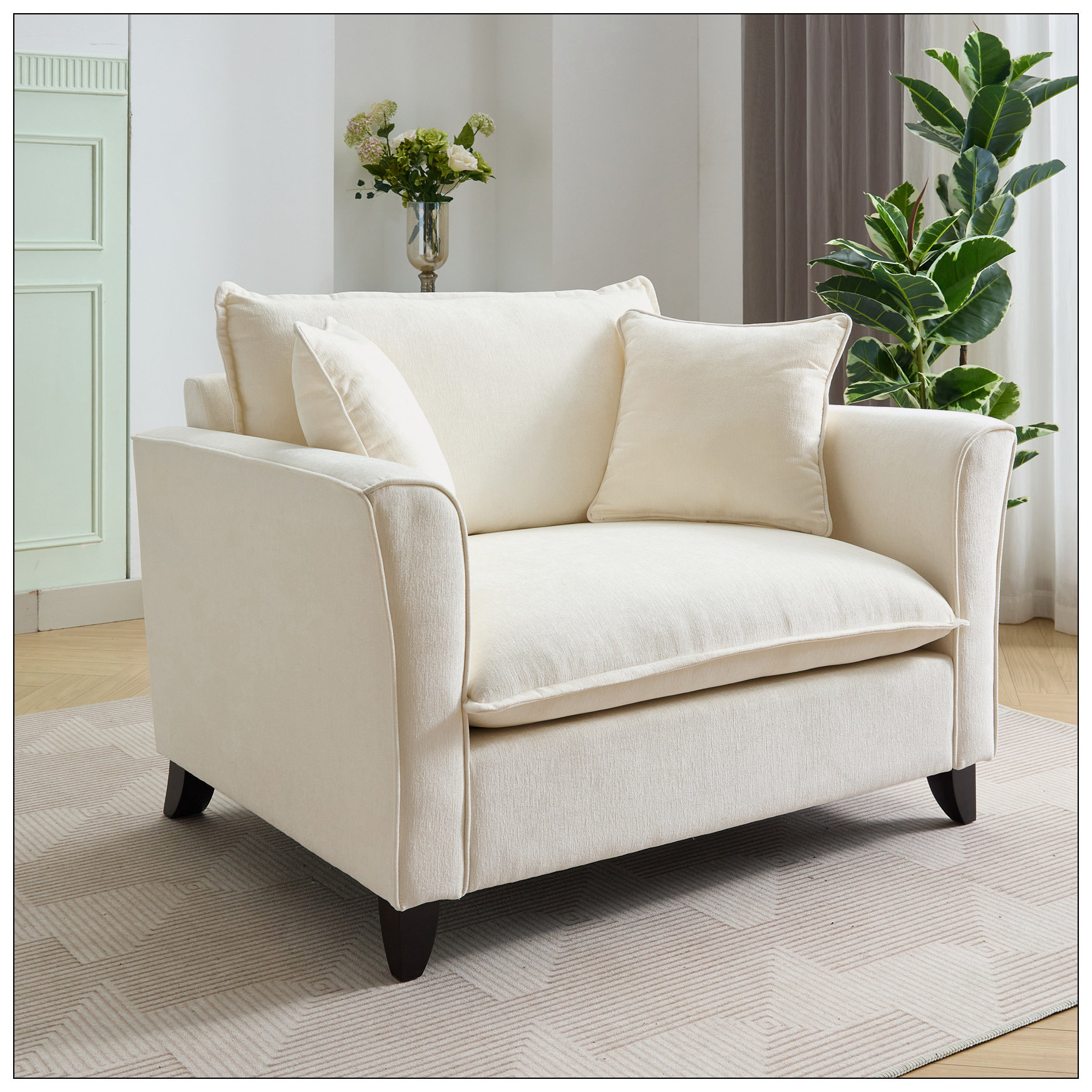 Lark Manor™ Chenille Oversized Armchair with Pillow - Wayfair Canada