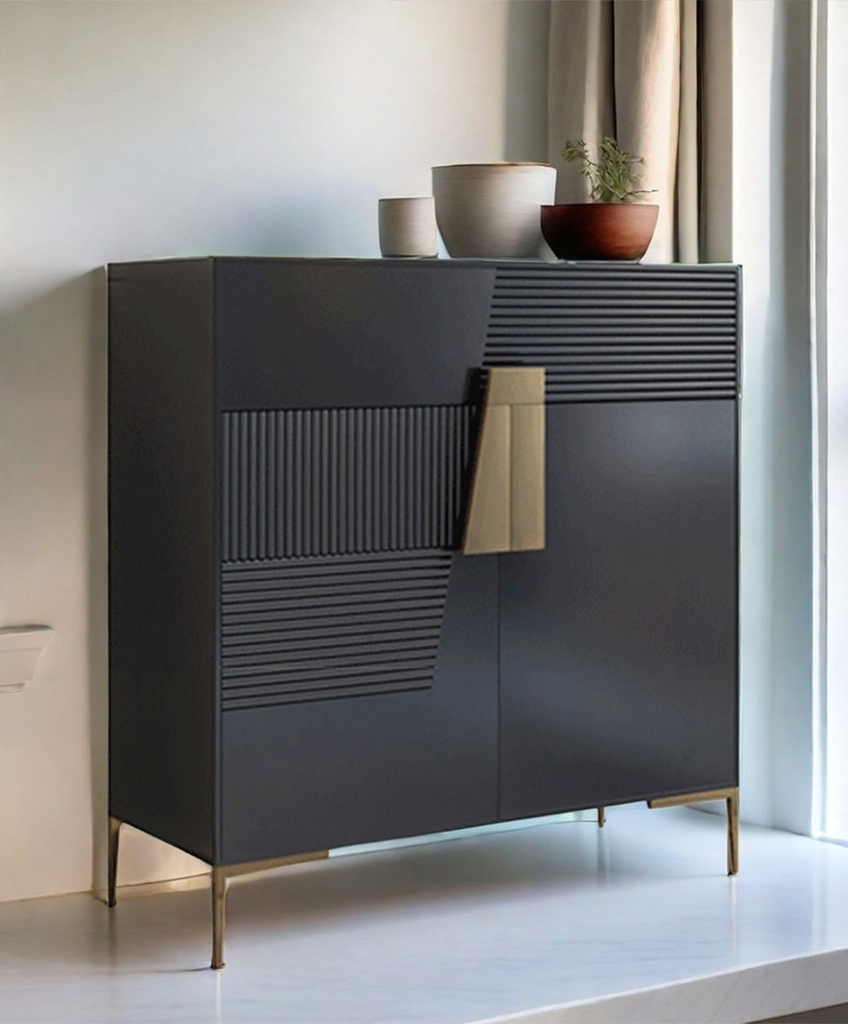 Stylistics Savvy 39.37" Black Rectangular Solid Wood Shoe Storage | Wayfair