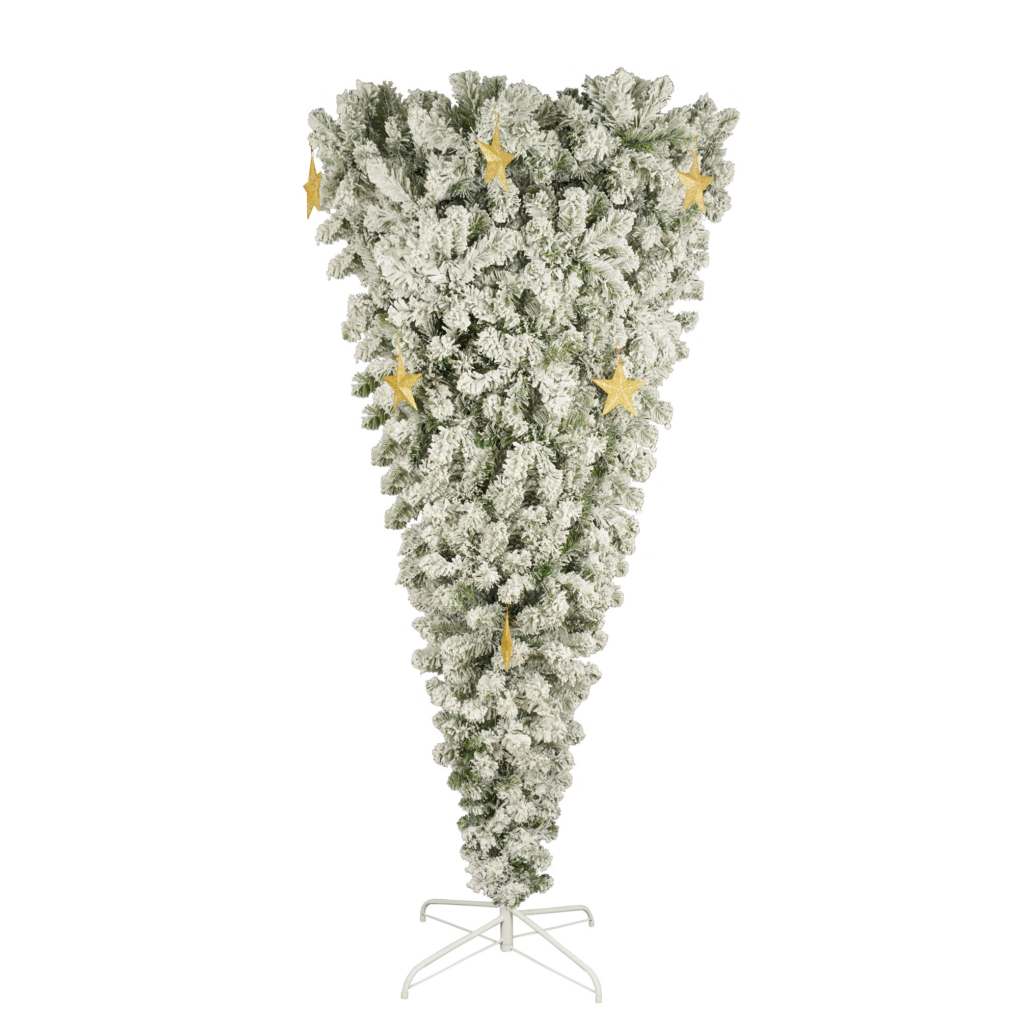 The Holiday Aisle® GO Upside Down Christmas Tree With White Flocking ...