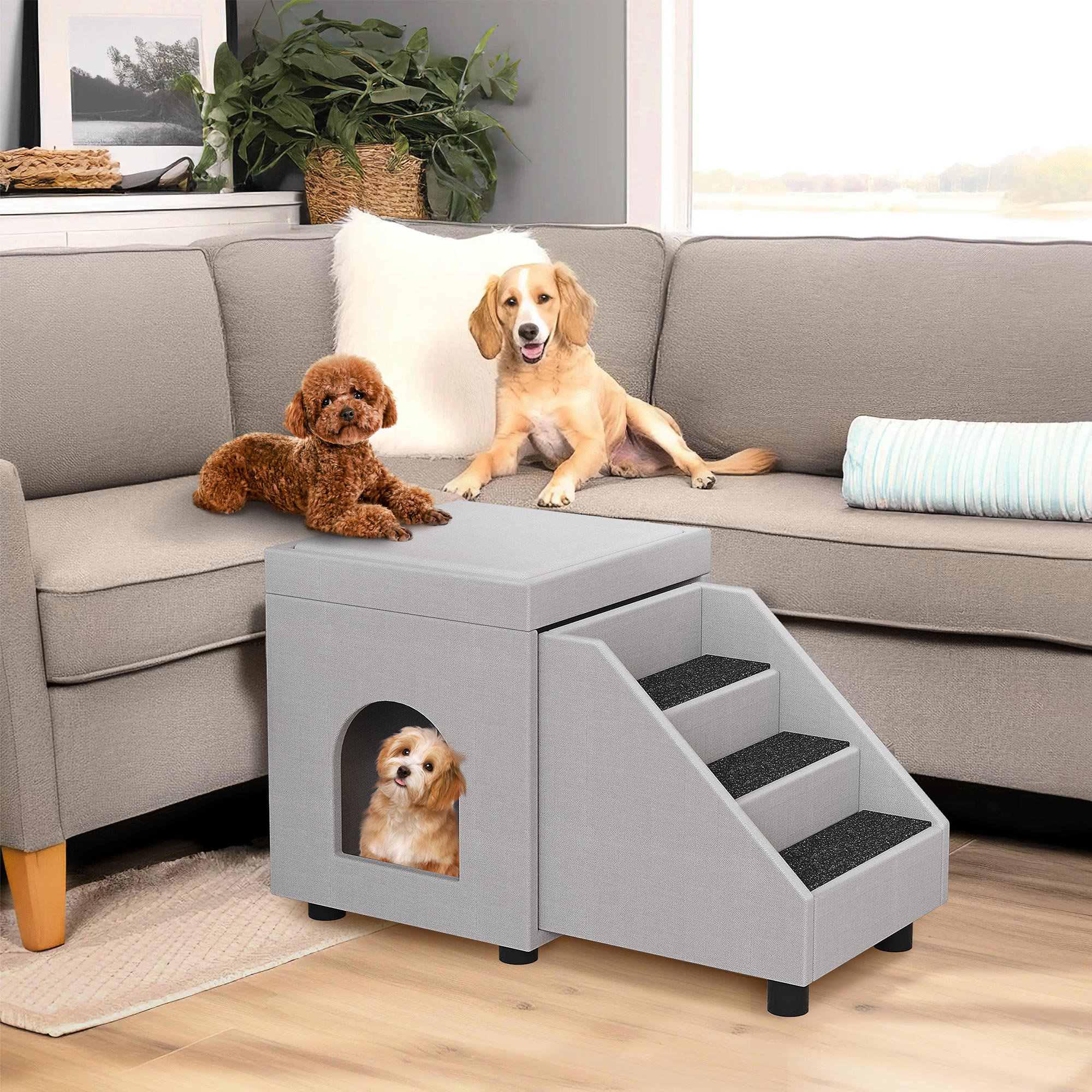 Tucker Murphy Pet™ Litter Box Enclosure for Cats or Dog Stairs for ...