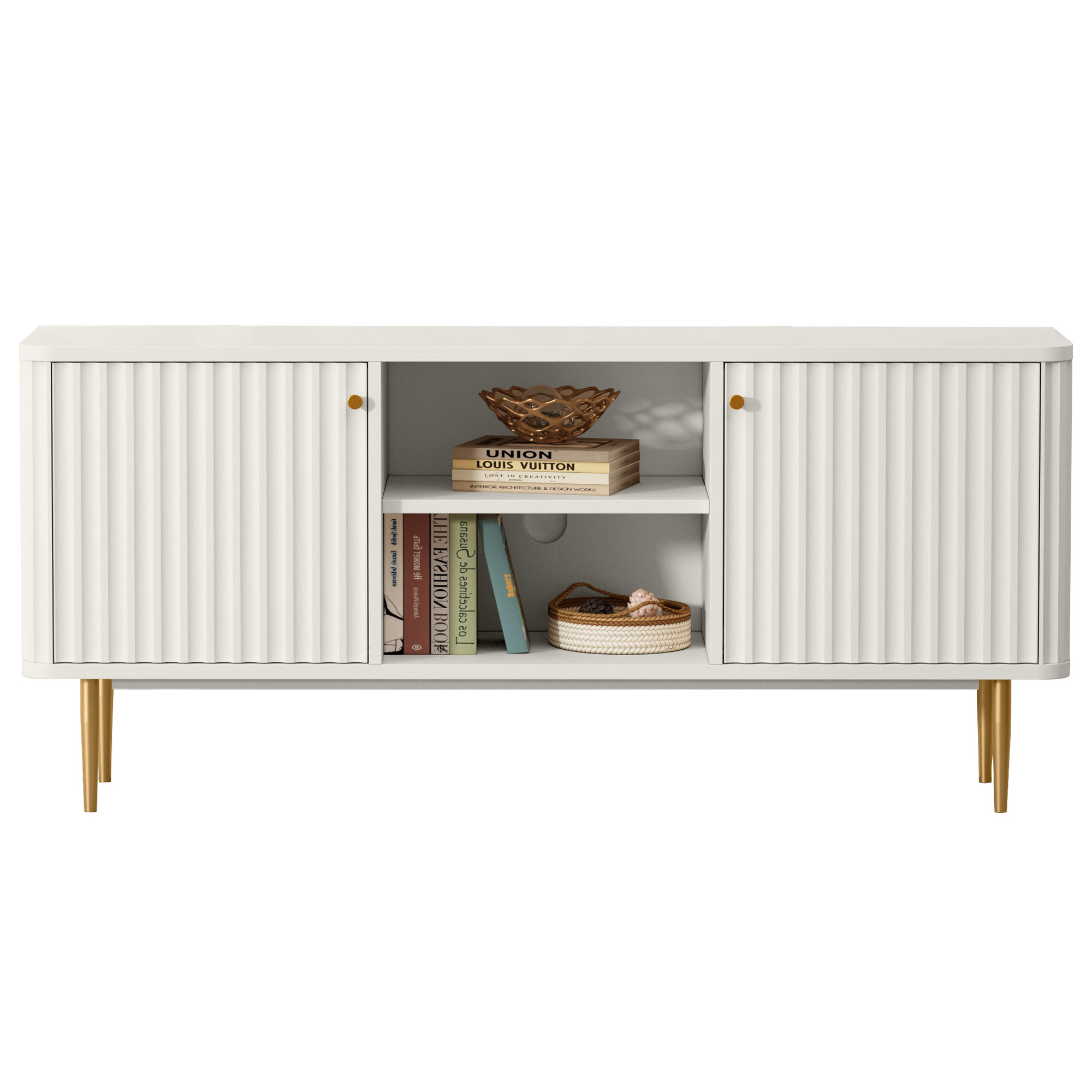 Mercer41 Alyun 55” Fluted TV Stand with Storage & Reviews | Wayfair