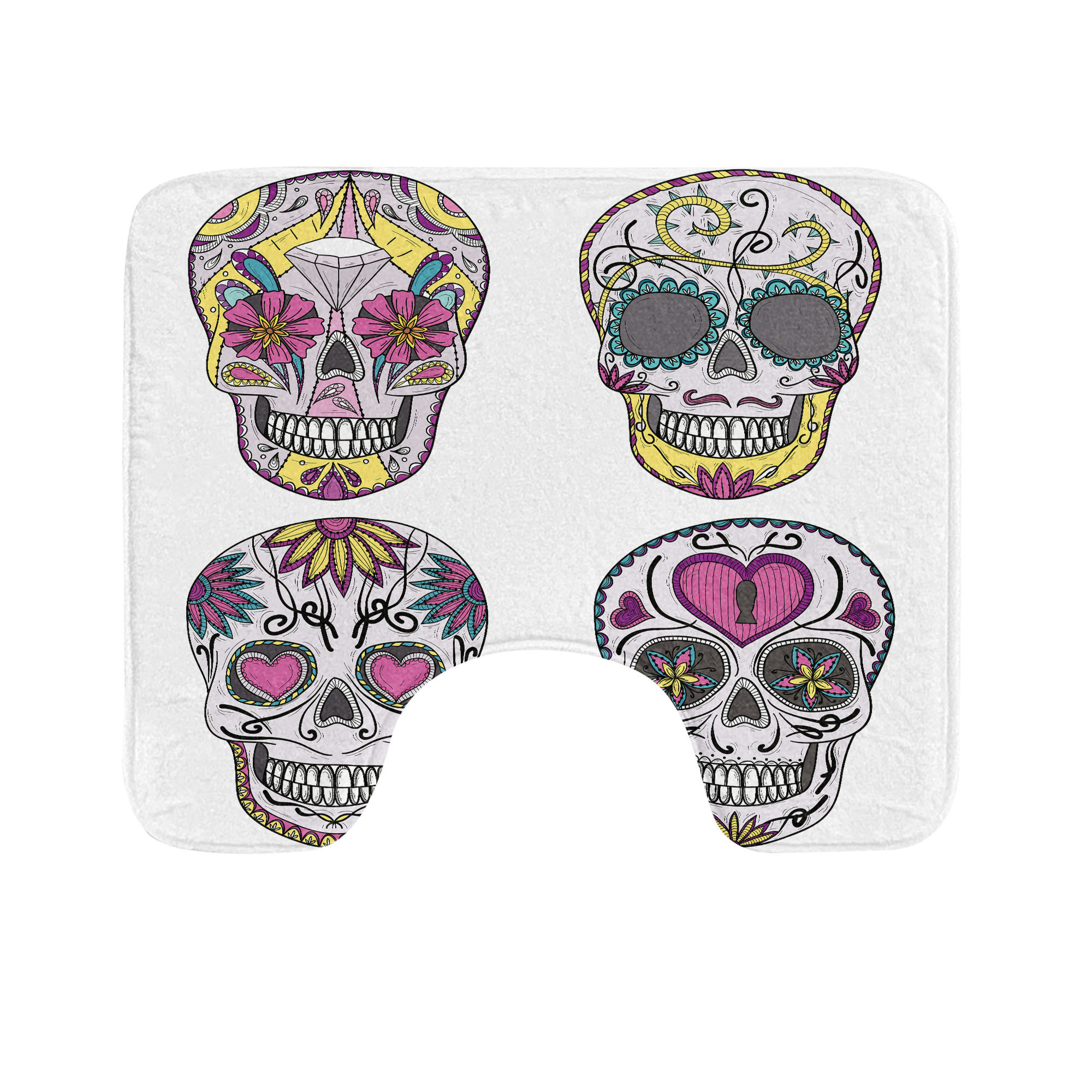 East Urban Home Skull Toilet Mat U-Shape Bathroom Rug 20" Multicolor ...