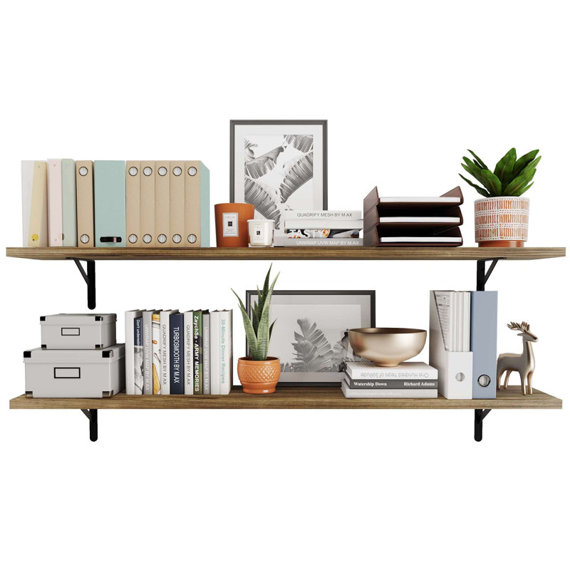 17 Stories Thenna 2 Piece Paulownia Floating Shelf | Wayfair