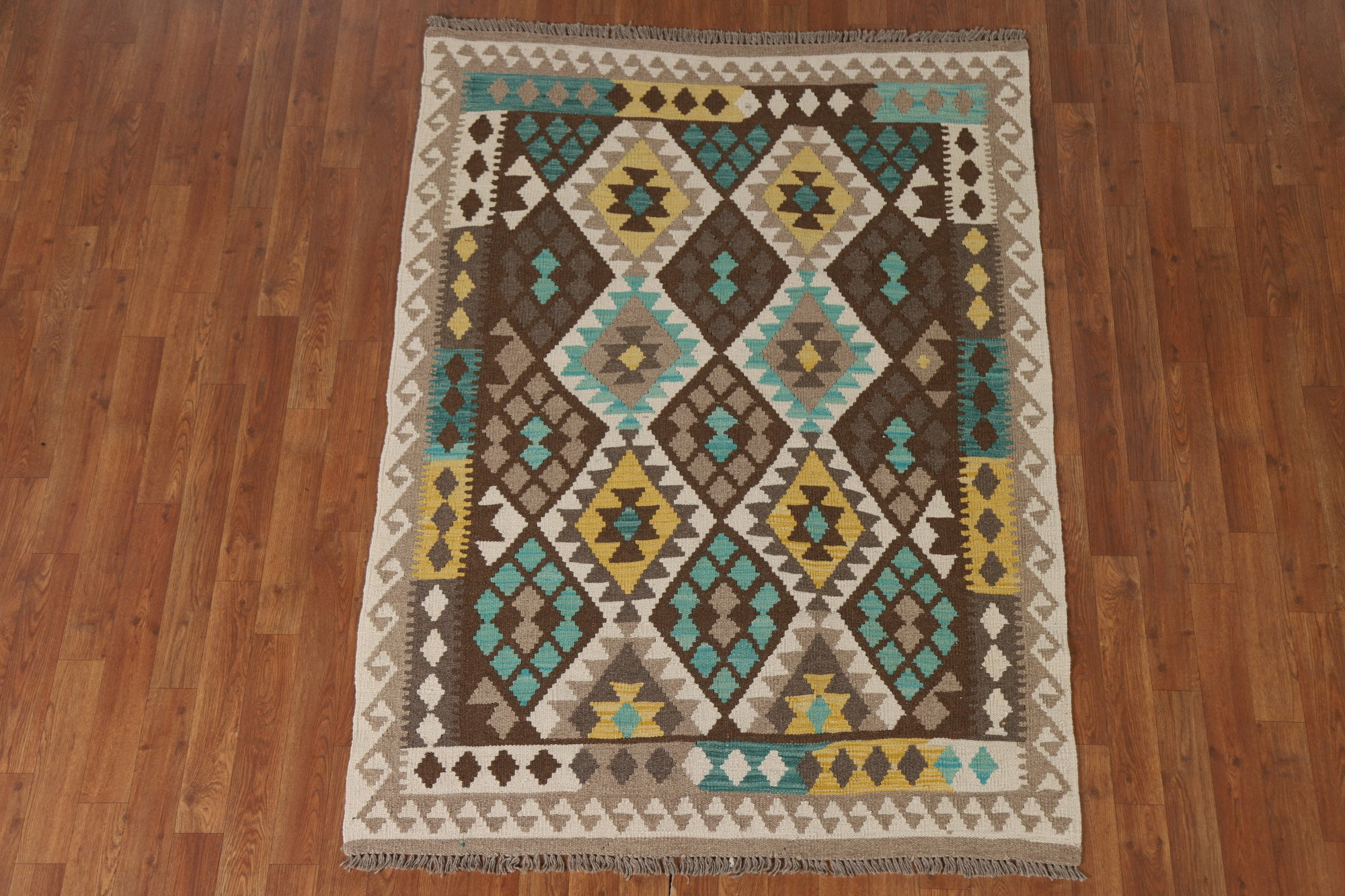 Dakota Fields Geometric Wool Kilim Oriental Accent Rug 4x6 | Wayfair